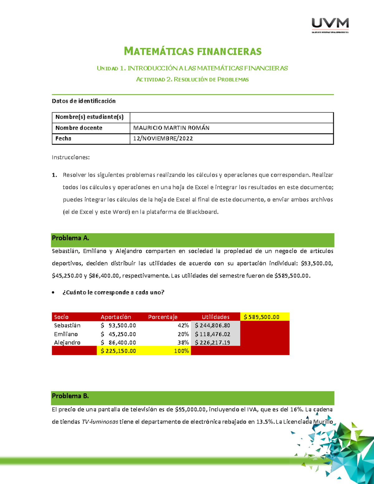 A2 Studocu - ACTIVIDAD 2 MATEMATICAS FINANCIERAS - MATEMÁTICAS ...