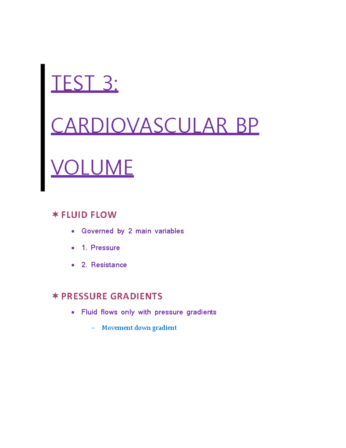 TEST 3 Cardiovascular BP Volume - TEST 3: CARDIOVASCULAR BP VOLUME ...