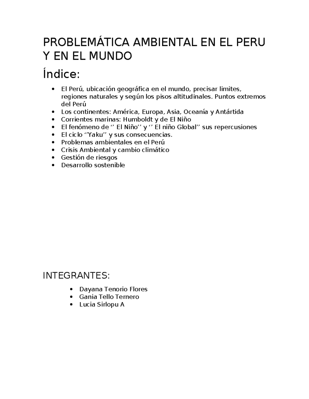 Problemática Ambiental EN EL PERU Y EN EL Mundo - PROBLEMÁTICA ...