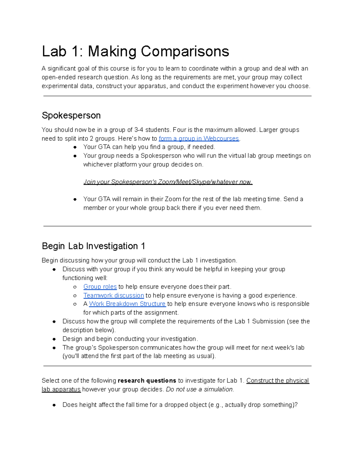 PHY2053 Lab 1 - Lab 1: Making Comparisons A significant goal of this course is for you to learn ...