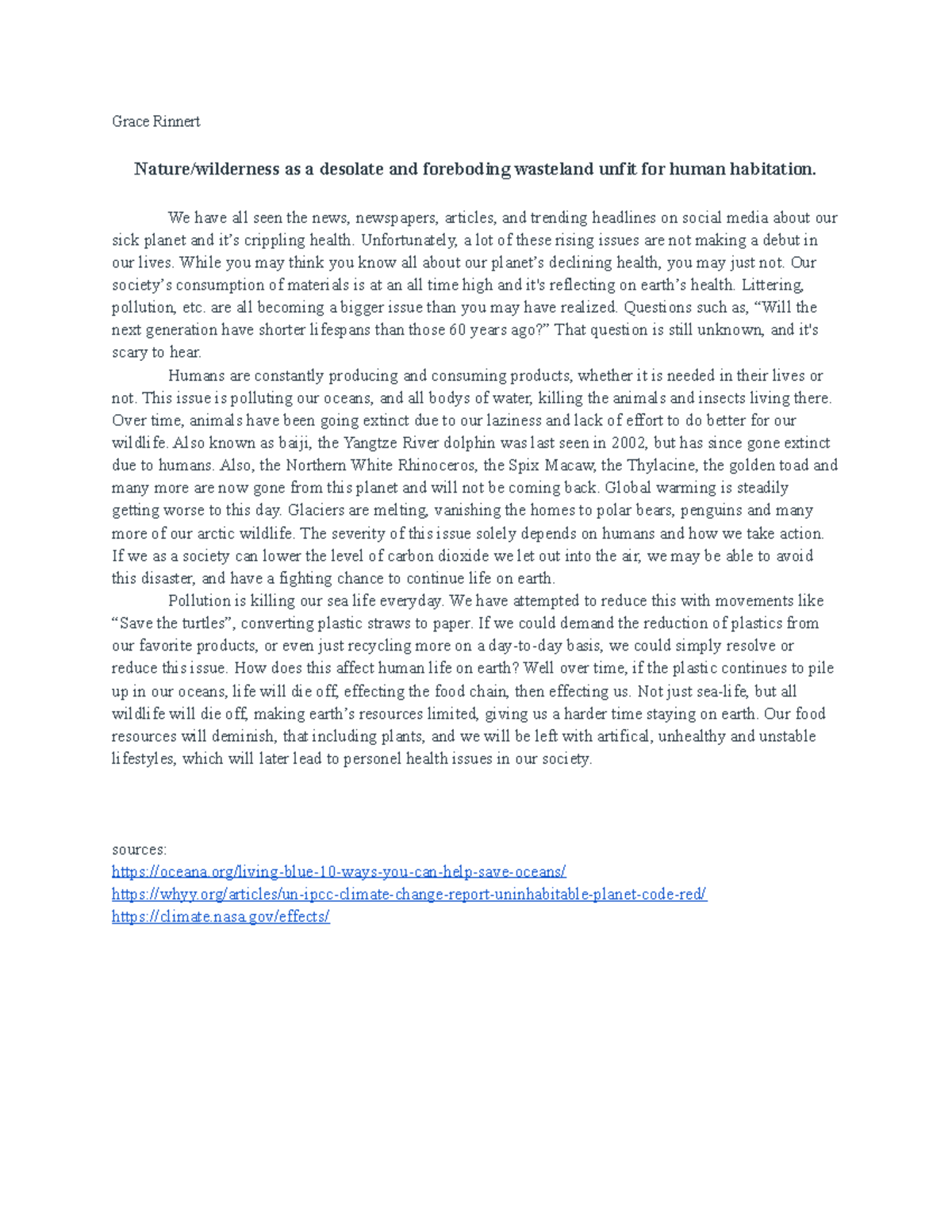 Wildcard-nature and society - Grace Rinnert Nature/wilderness as a ...