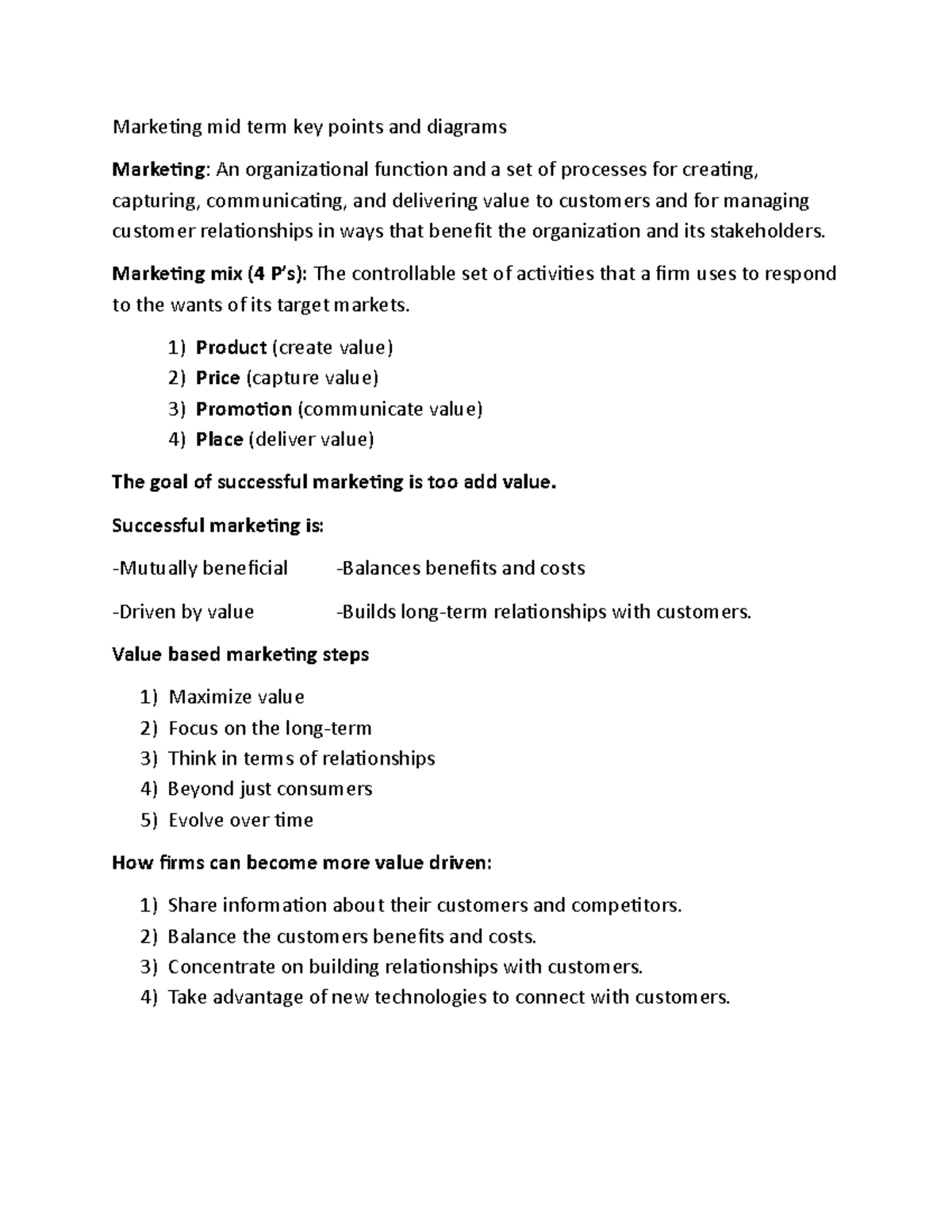 Marketing key terms and visuals - Marketing mid term key points and ...