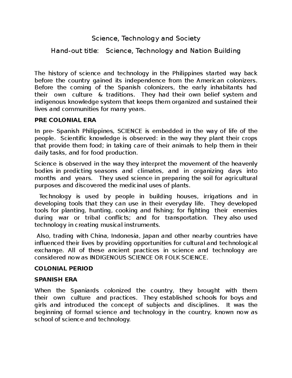 Science and technology in education as education experienced ...