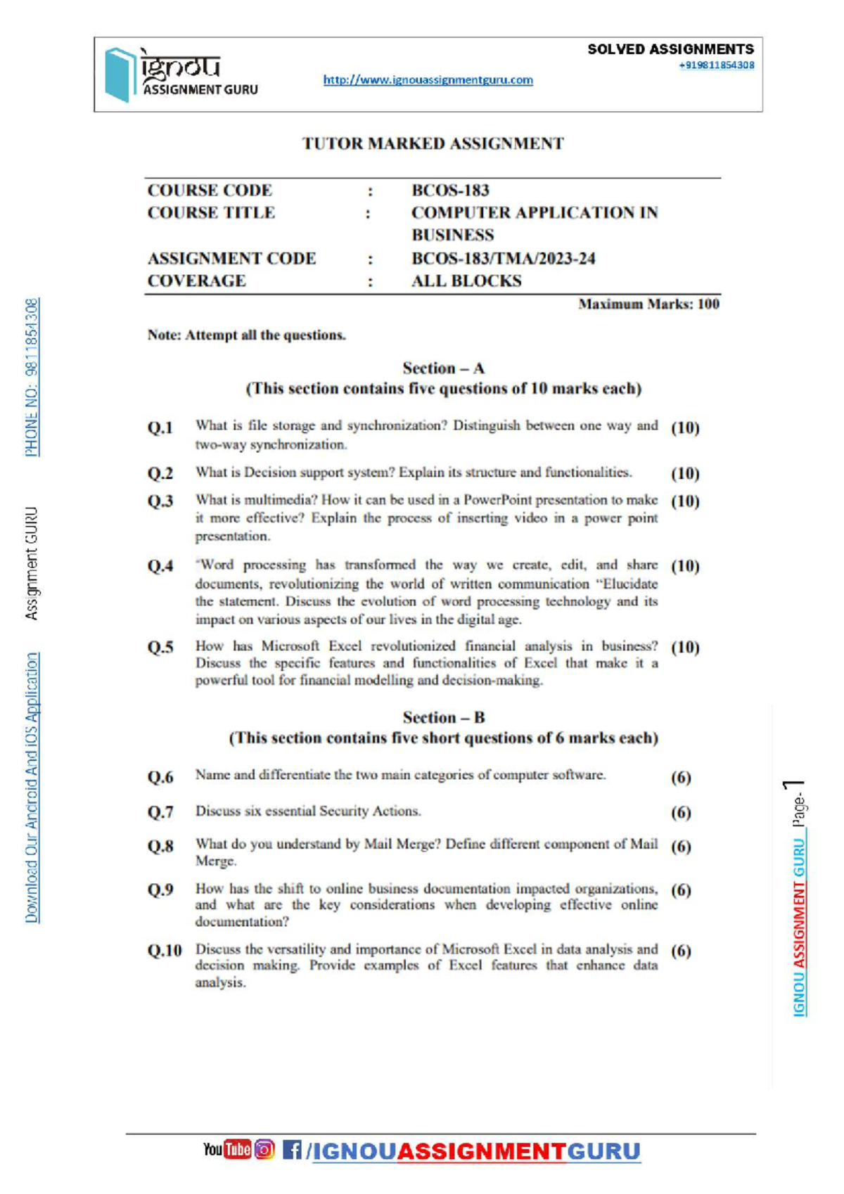 BCOS-183 - kuytklol;;ij - B A Honours Psychology - Studocu