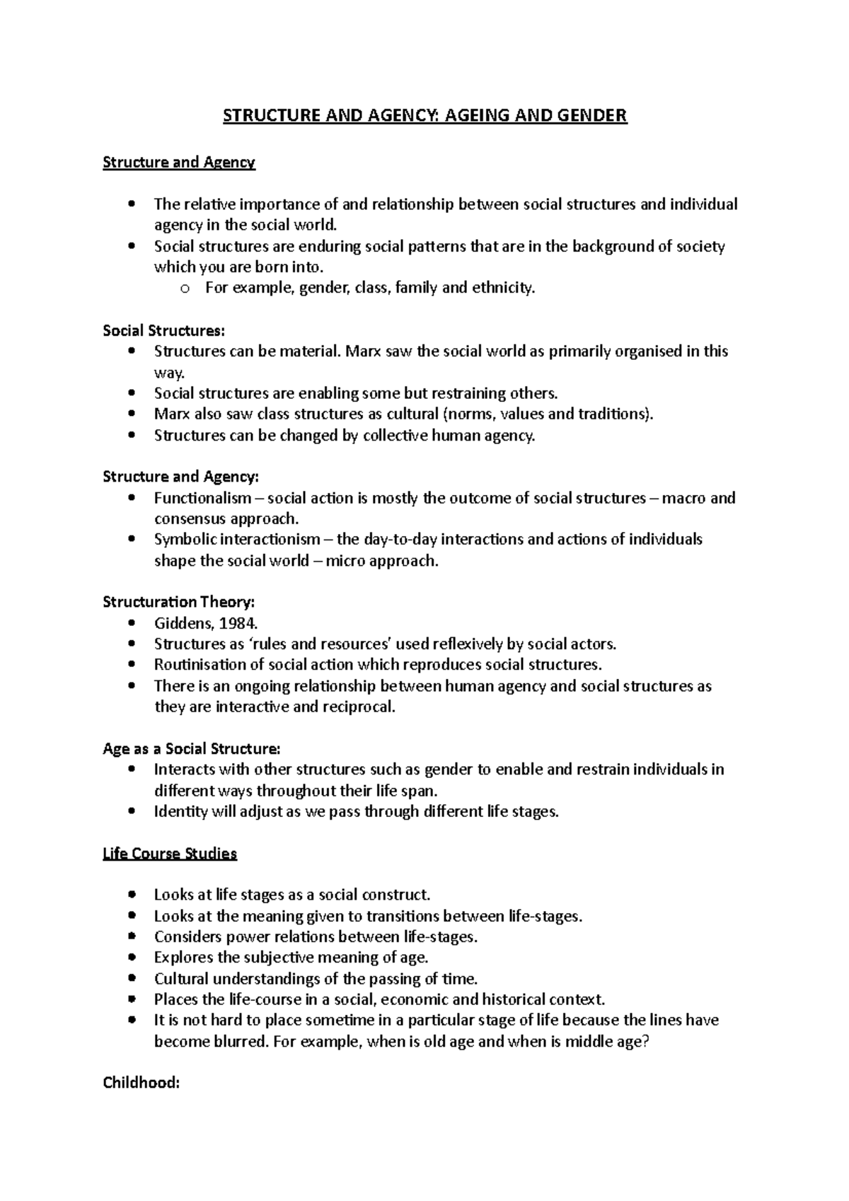 Structure and Agency - Ageing and Gender - STRUCTURE AND AGENCY: AGEING ...