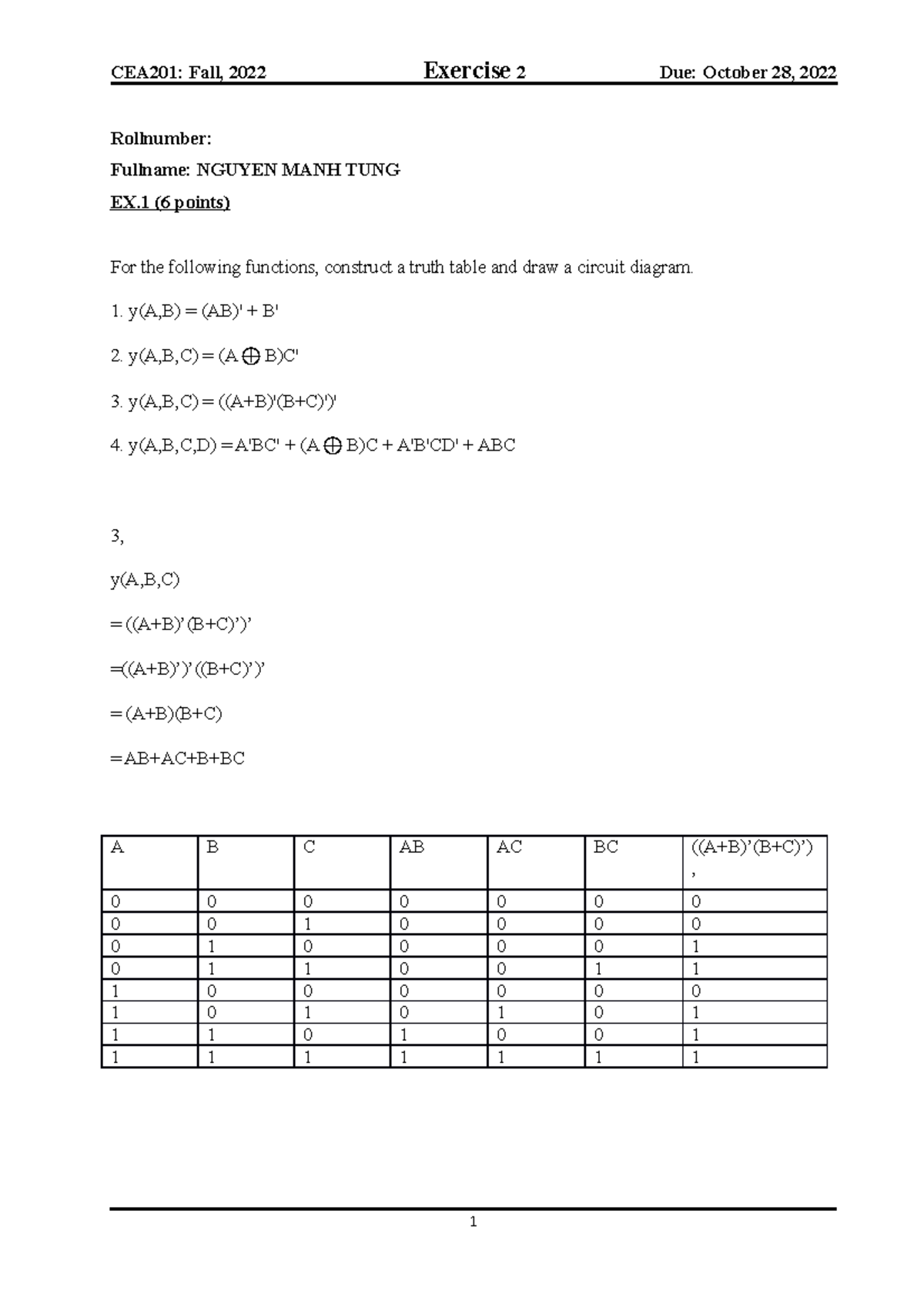 Exercise 02 ede8dfa8c4a44201 a44def60faf990b9 - CEA201: Fall, 2022 Exercise 2 Due: October 28 ...