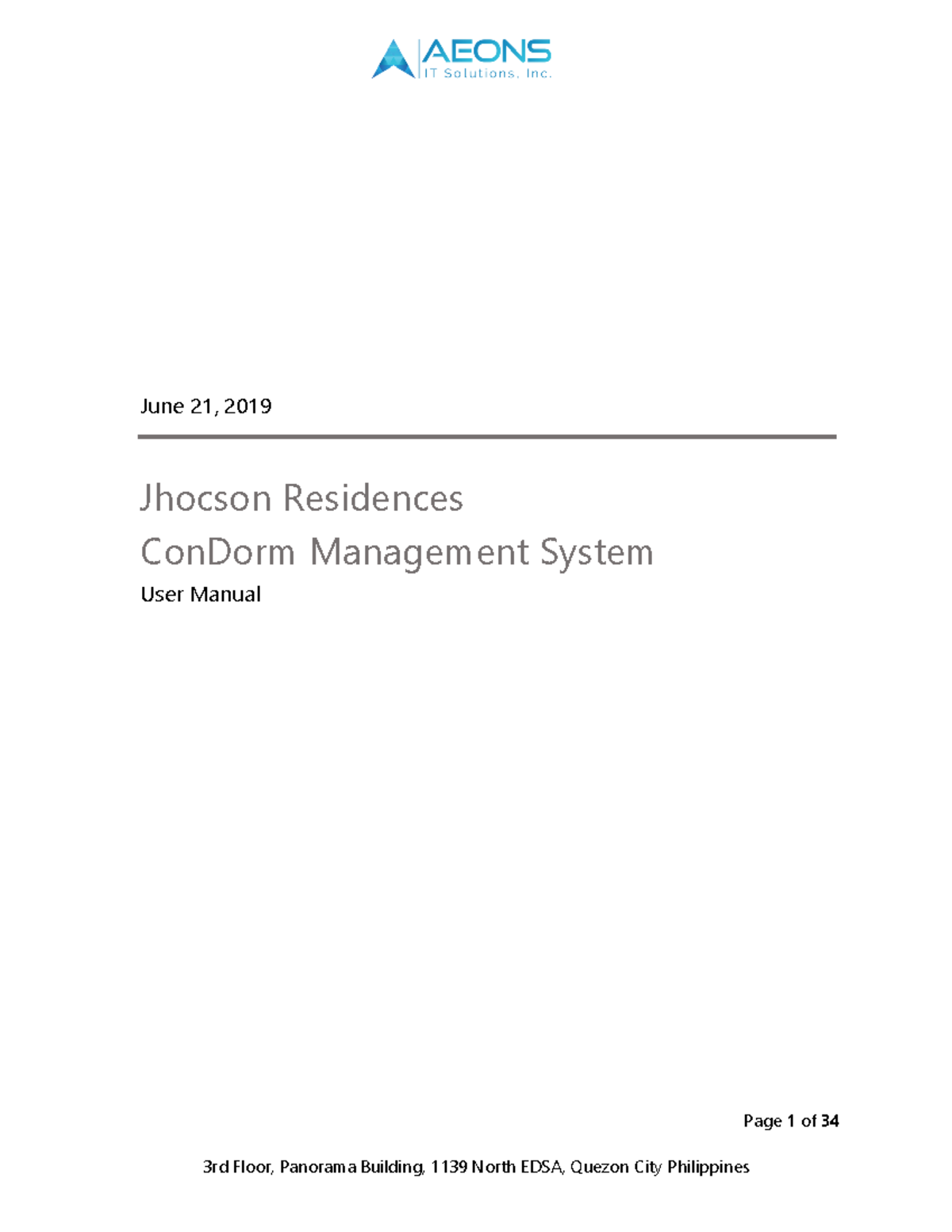 JUhocson Residences Con Dorm Management System - Page 1 of 34 June 21 ...