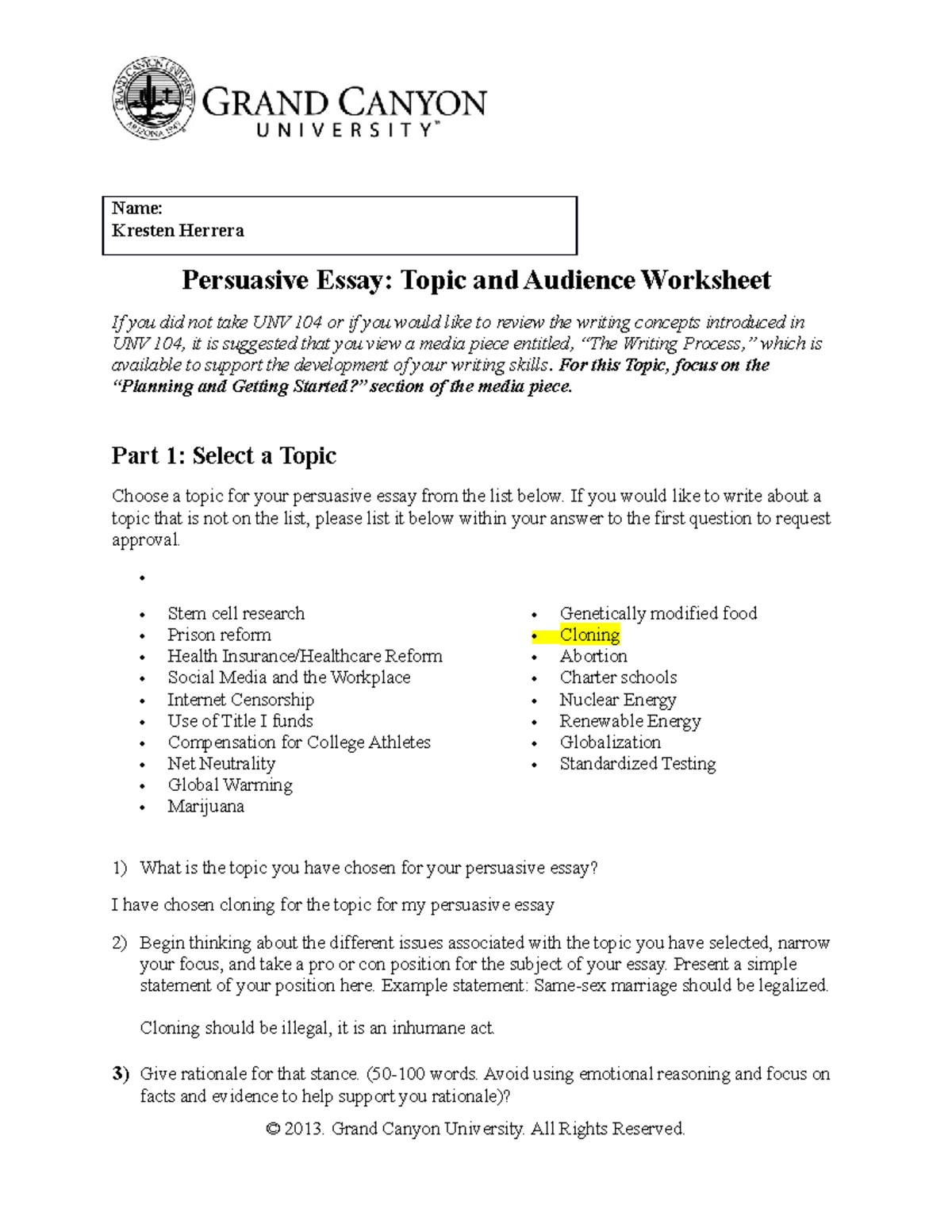 PHI-105 T-1 Persuasive Essay Topicand Audience Worksheet 7-10-17 ...