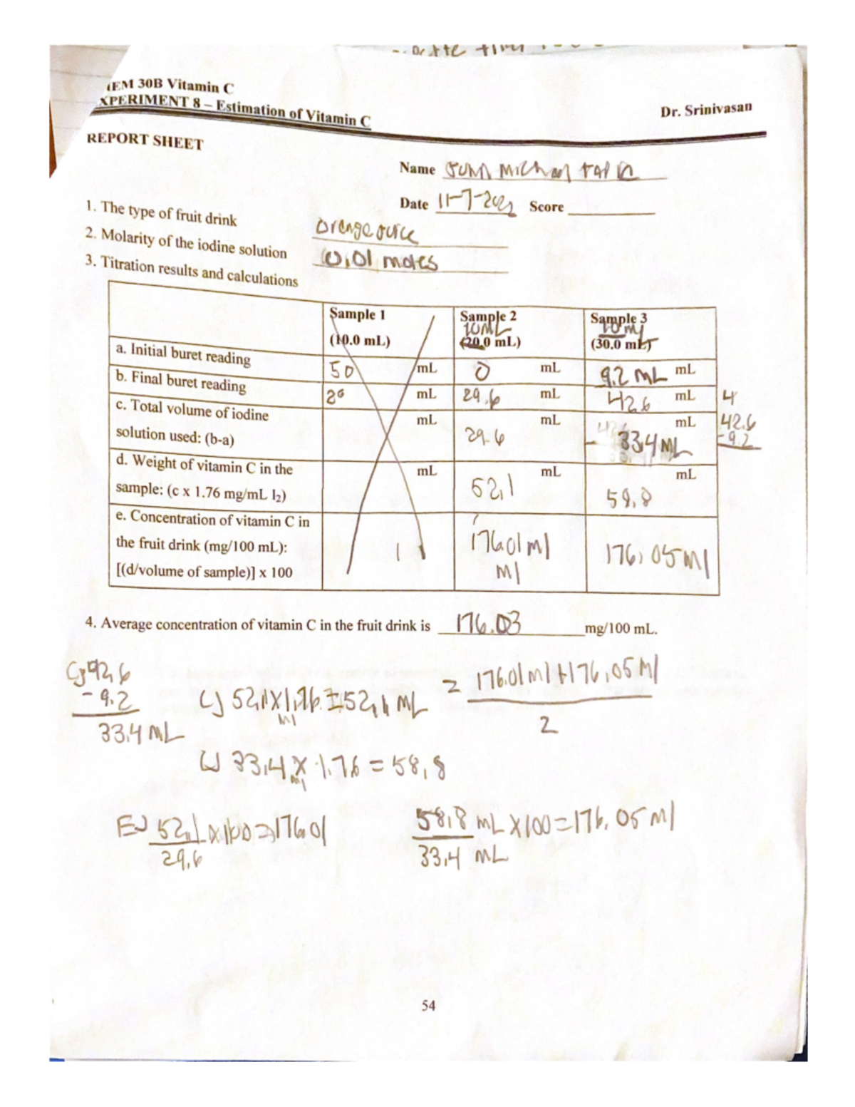 Titration Lab Report-1 - Chem 30B - Studocu