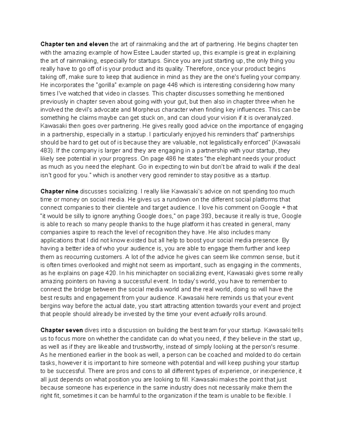HON294 Discussion Post - Chapter ten and eleven the art of rainmaking ...