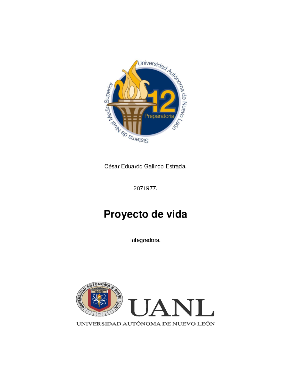 Integradora de proyecto de vida etapa 4 - César Eduardo Galindo Estrada. 2071977. Proyecto de ...