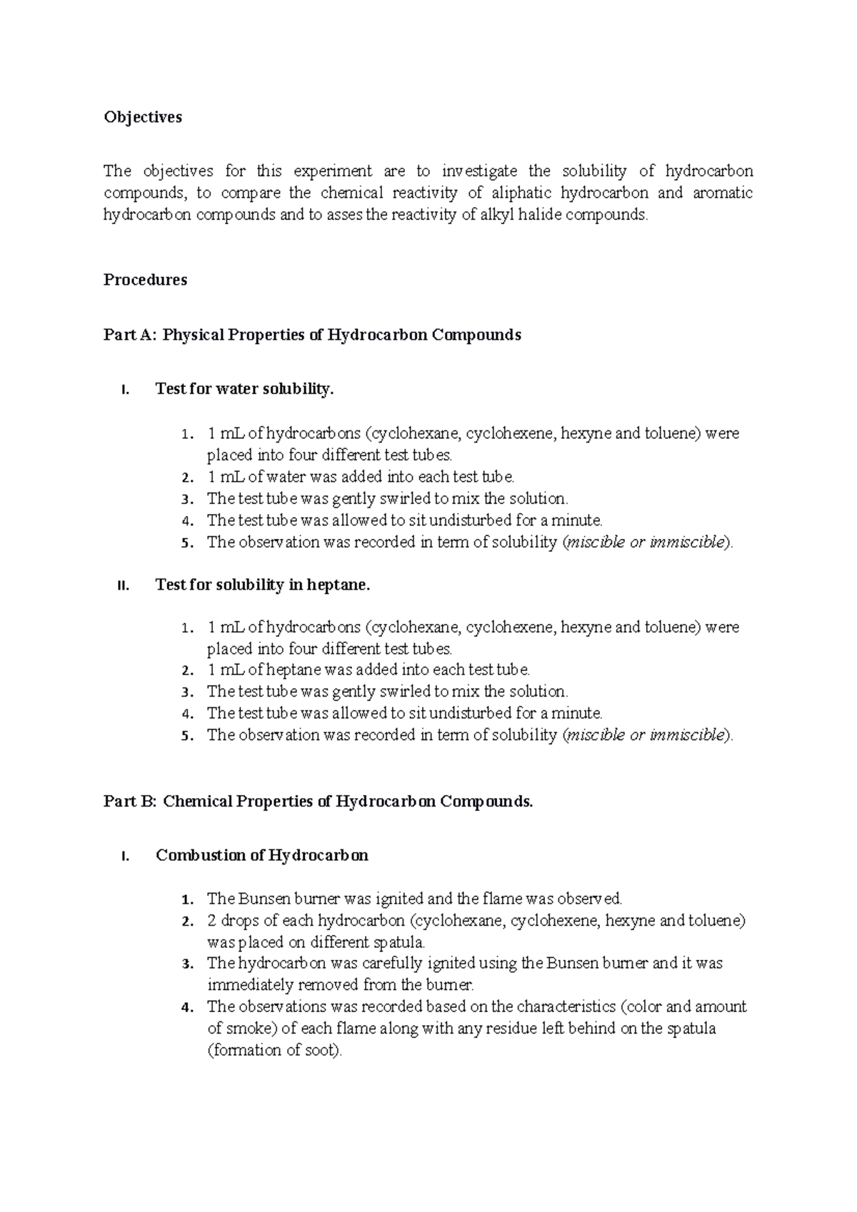 LAB CHM 258 - lab chm - Objectives The objectives for this experiment ...