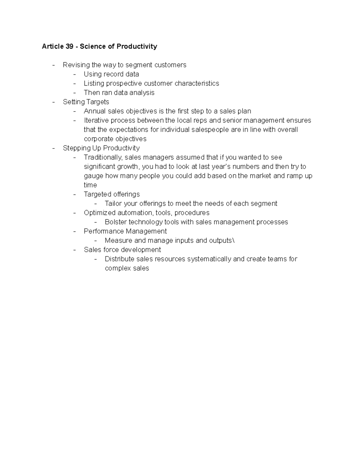 Article 39 - Notes from Harvard Business Journal - Article 39 - Science ...