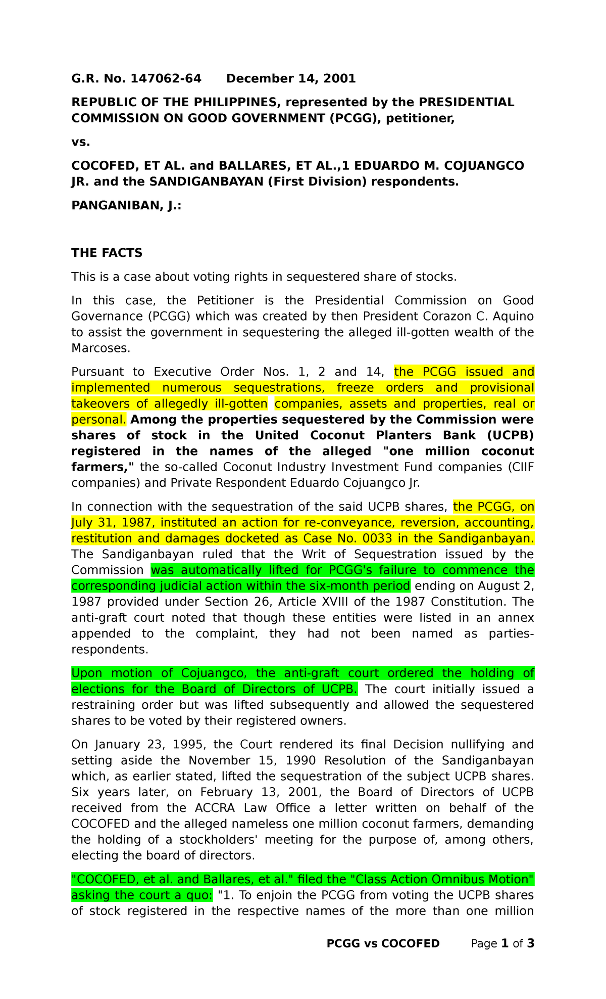 4) PCGG vs. Cojuangco - case - G. No. 147062-64 December 14, 2001 ...