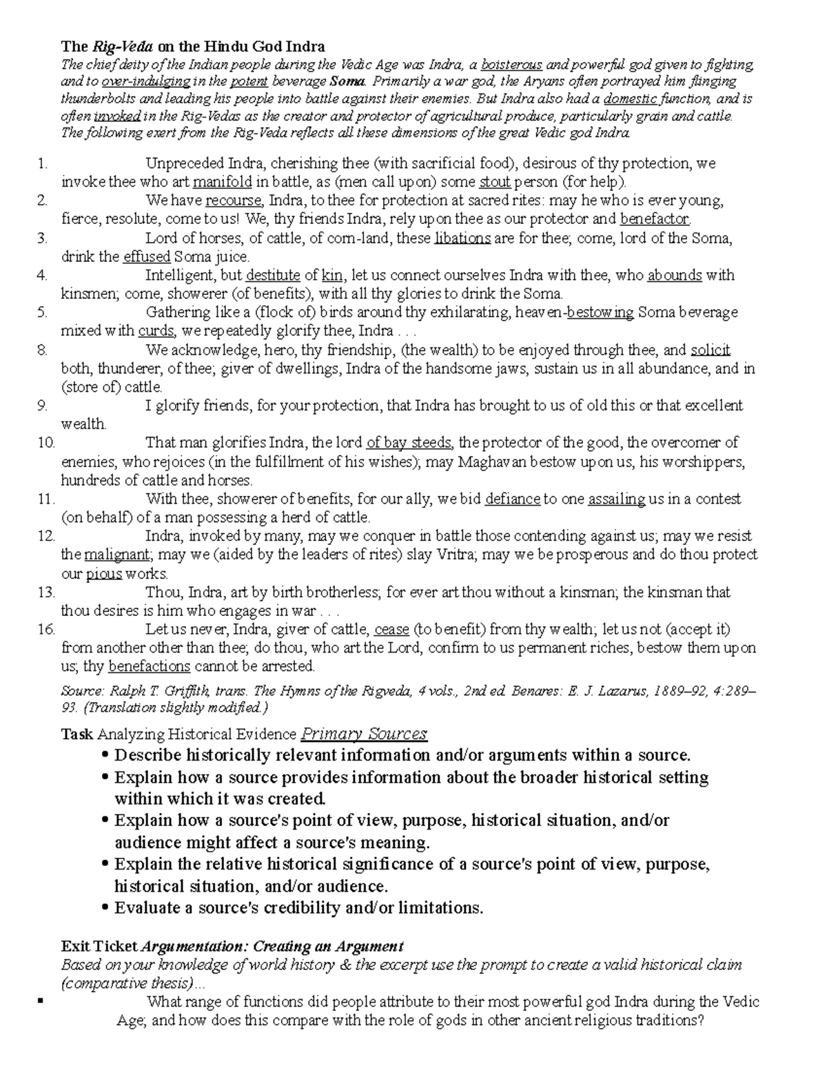 The Rig-Veda on Hindu God Indra - The Rig-Veda on the Hindu God Indra ...