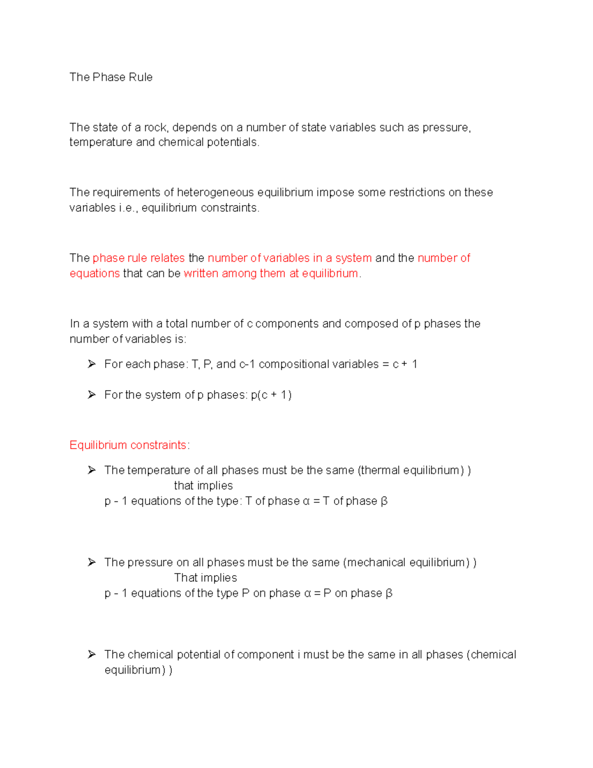 Phase Rule - Lecture notes 5 - The Phase Rule The state of a rock ...