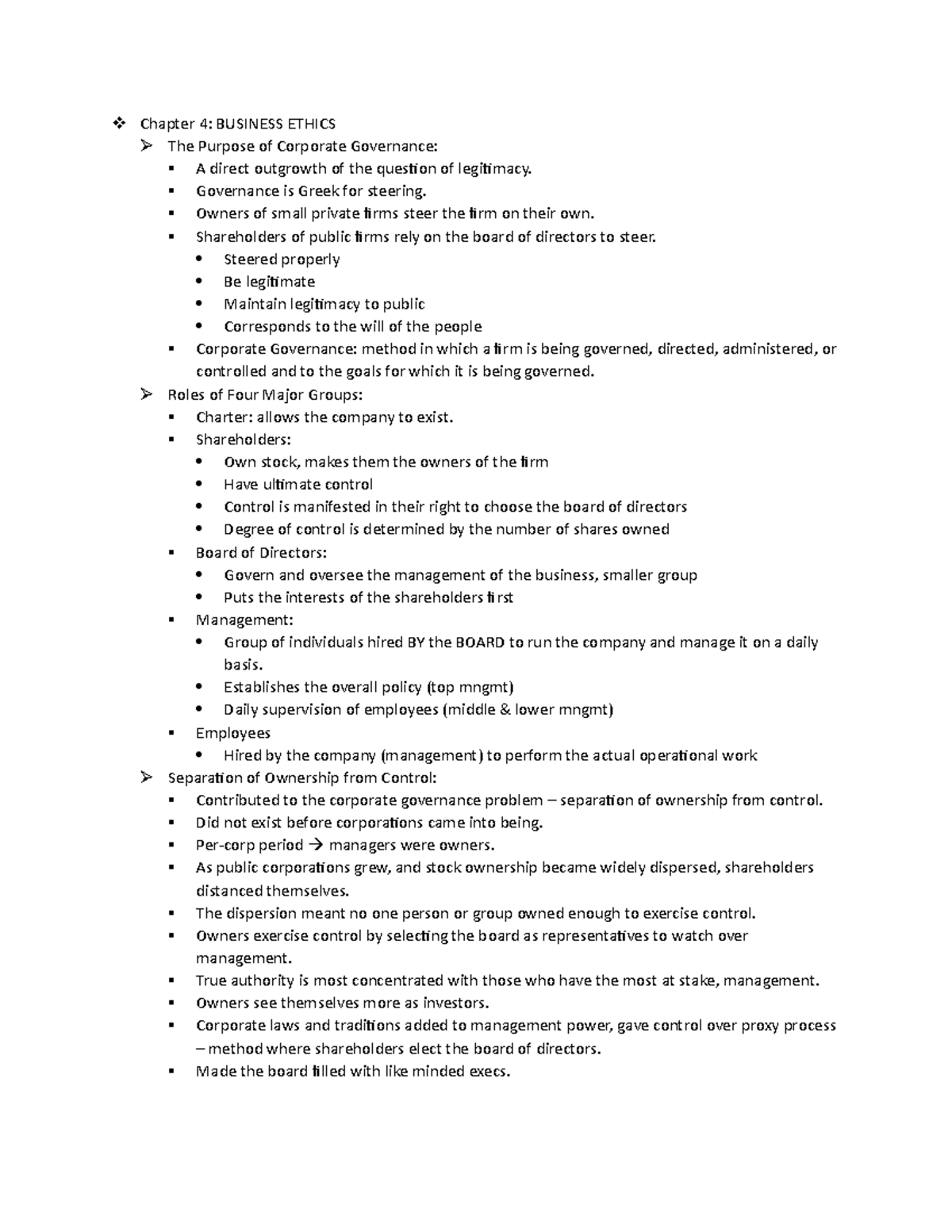 Chapter 4 BUS Ethics - Chapter 4: BUSINESS ETHICS The Purpose of ...