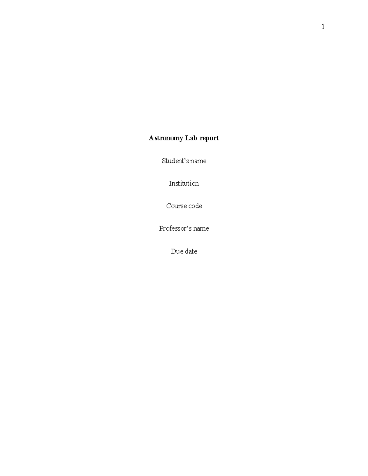 Astronomy Lab report - geography of space - Astronomy Lab report ...