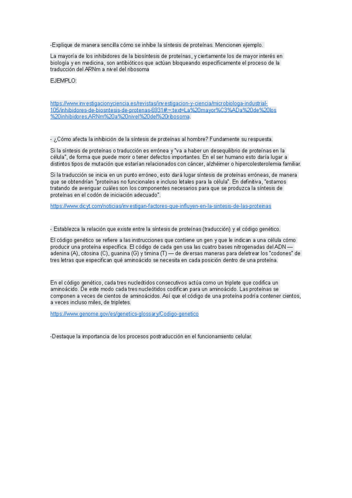 Inhibicon oproteica - inhibicion proteica -Explique de manera sencilla ...