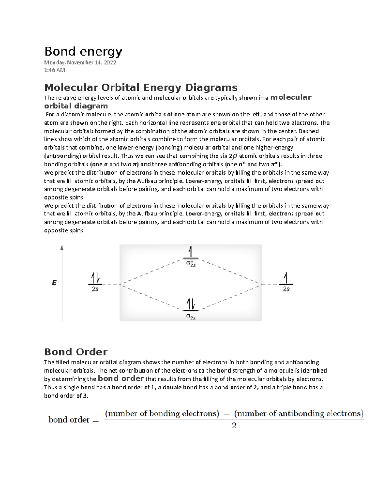 Bond energy - Bond energy Monday, November 14, 2022 1:46 AM Molecular ...