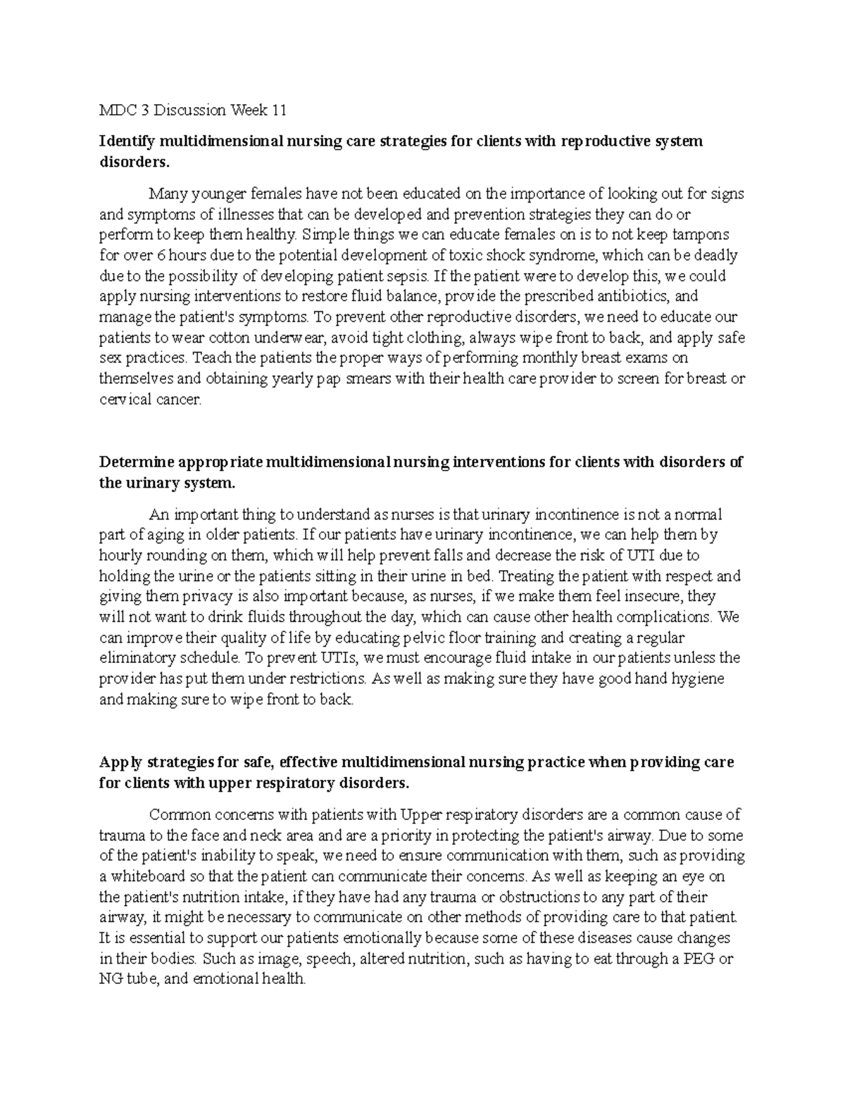 MDC 3 Discussion Week 11 - MDC 3 Discussion Week 11 Identify ...