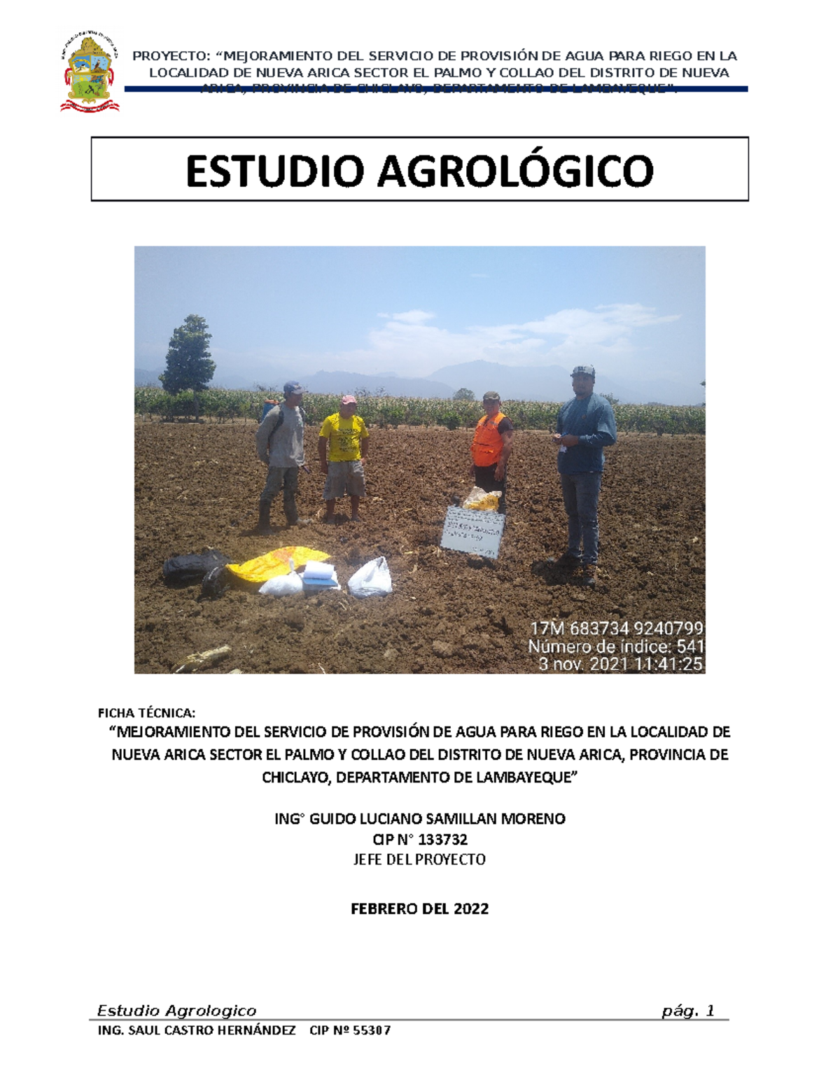 Estudio Agrologico final - LOCALIDAD DE NUEVA ARICA SECTOR EL PALMO Y ...
