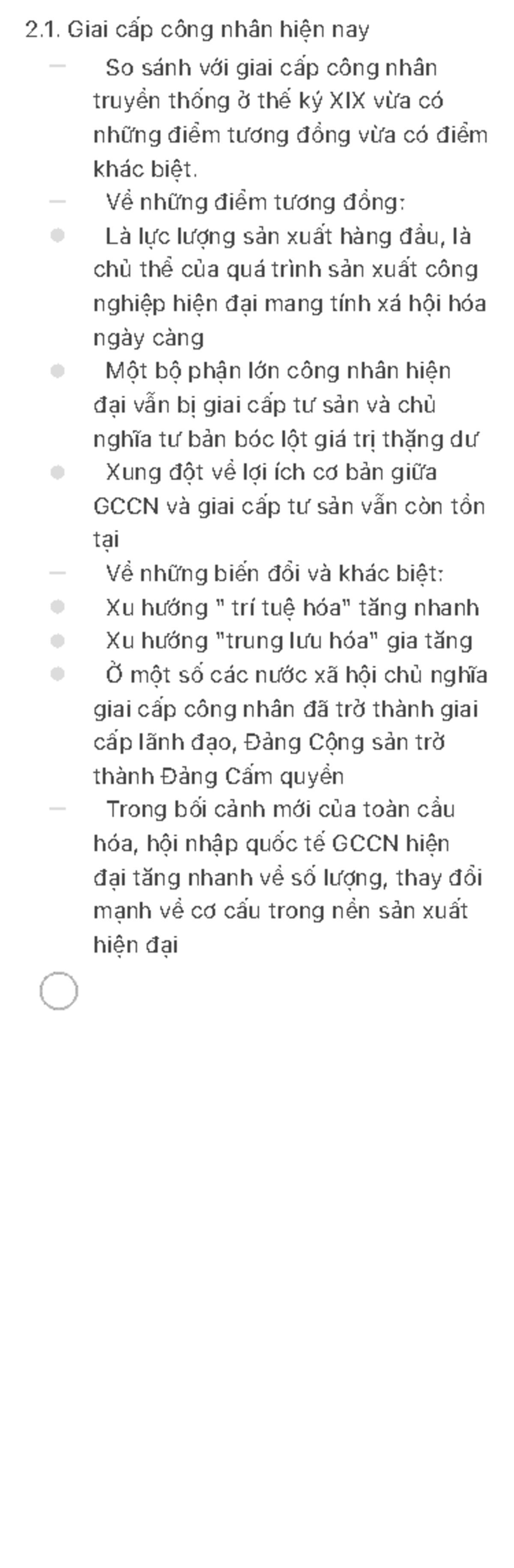 2.1. Giai cấp công nhân hiện nay - – – – – Giai cấp công nhân hiện nay ...