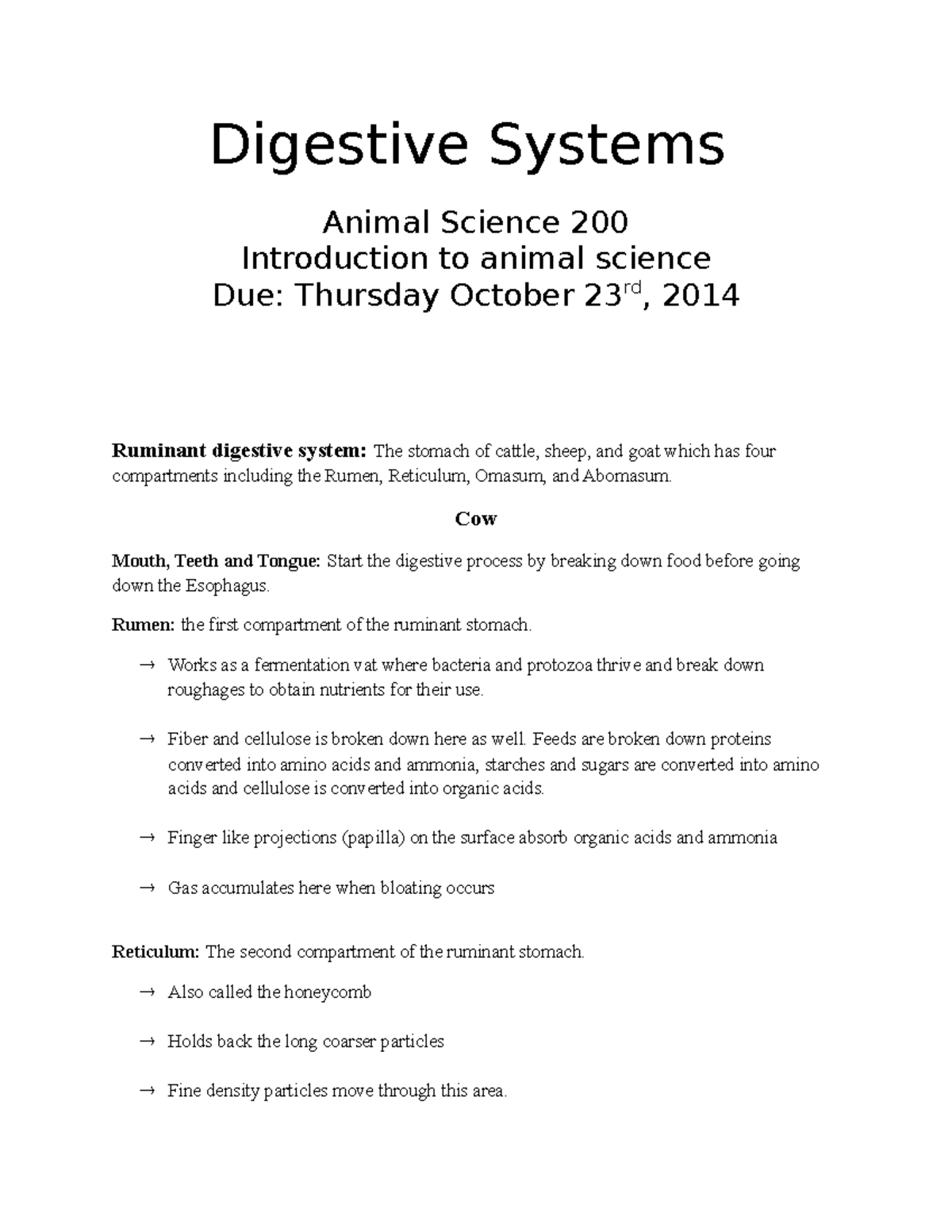 Online Digestive Systems - Digestive Systems Animal Science 200 ...