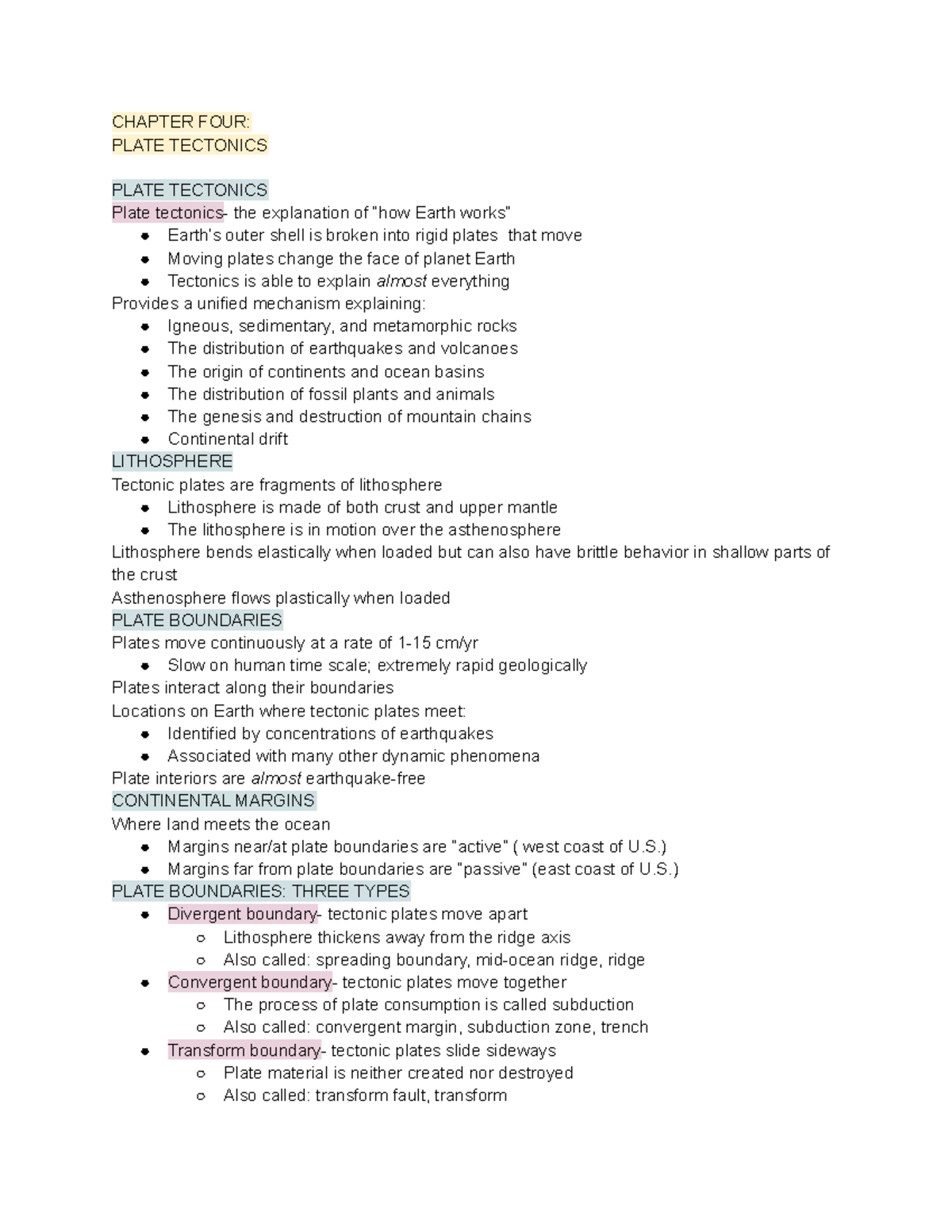 Plate Tectonics Chapter Four Plate Tectonics Plate Tectonics Plate