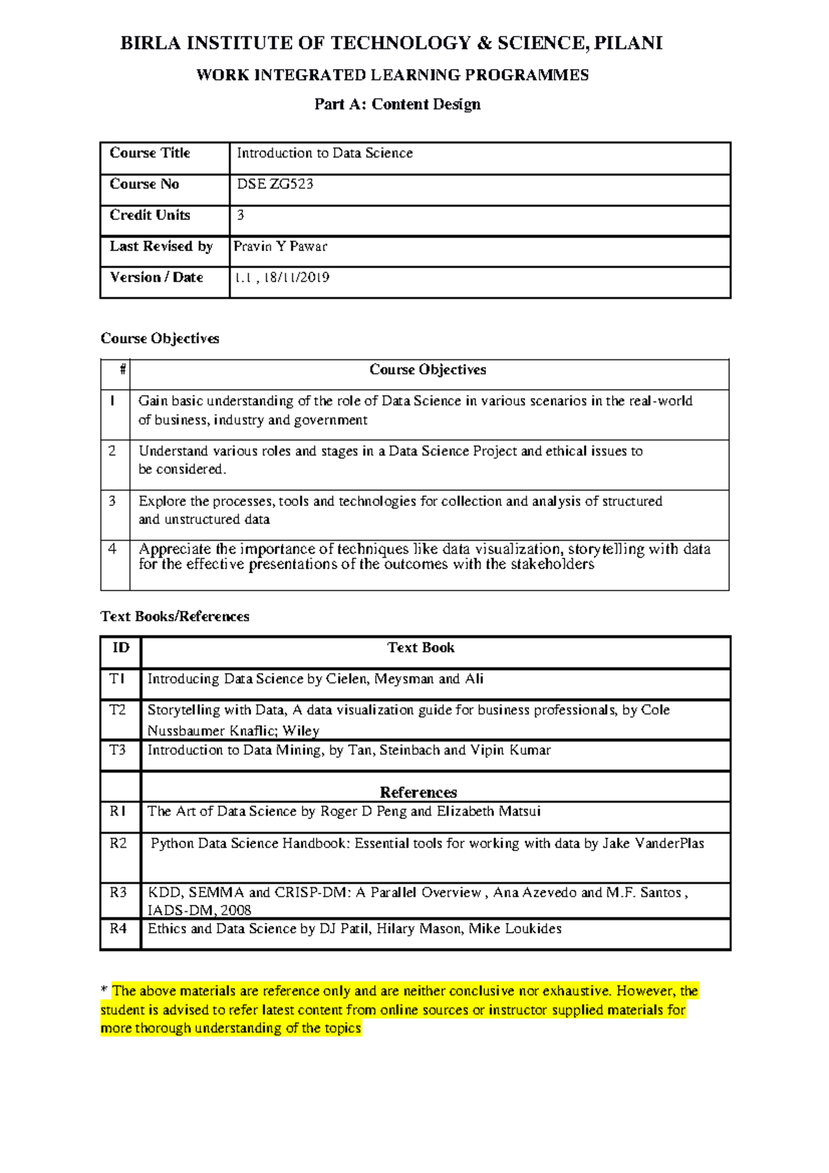 IDS Handout - Warning: TT: undefined function: 32 BIRLA INSTITUTE OF TECHNOLOGY & SCIENCE, - Studocu