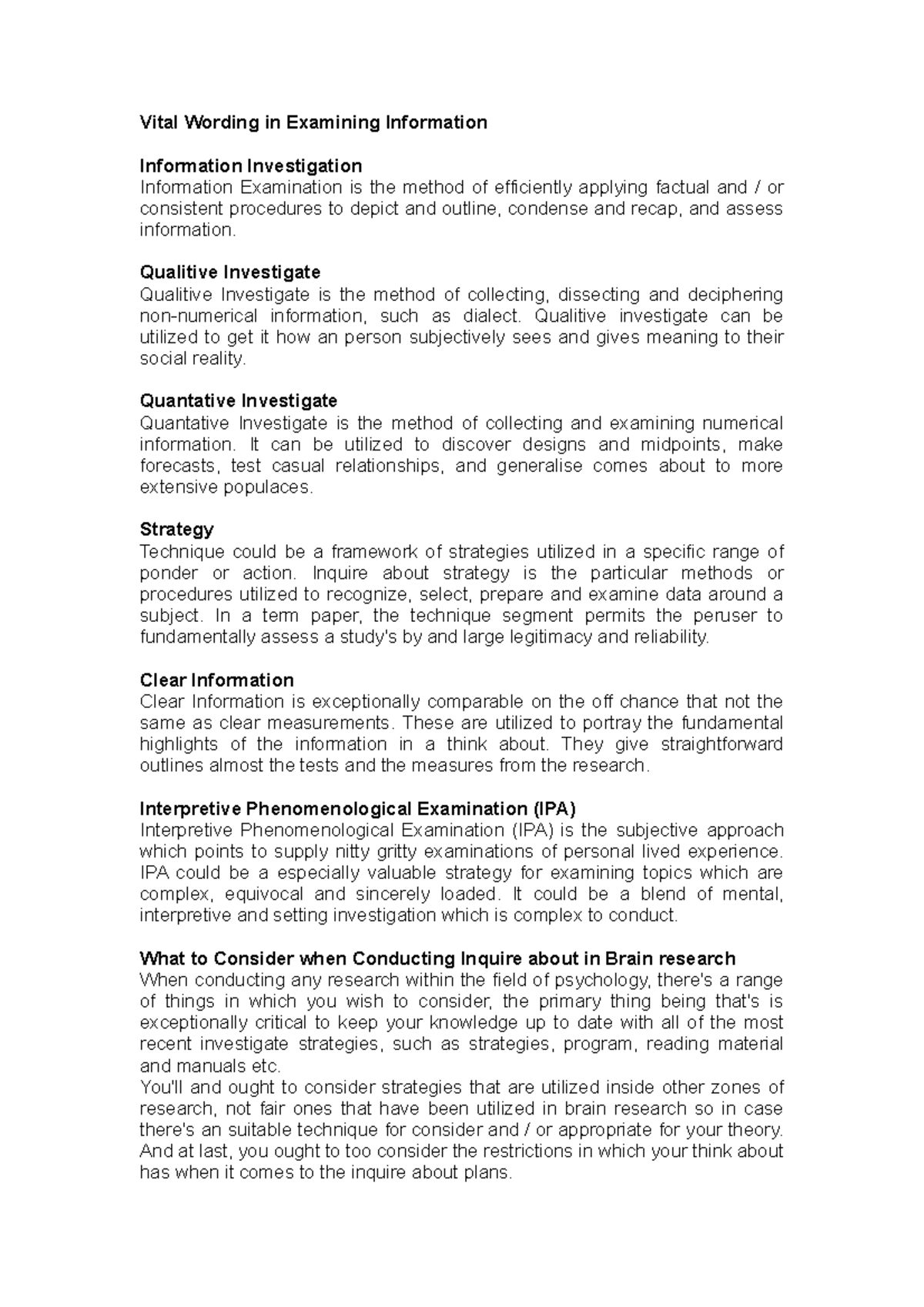 Vital Wording in Examining Information - Vital Wording in Examining ...