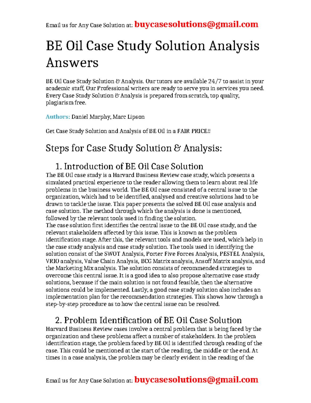 BE Oil Case Study Solution Analysis - BE Oil Case Study Solution ...