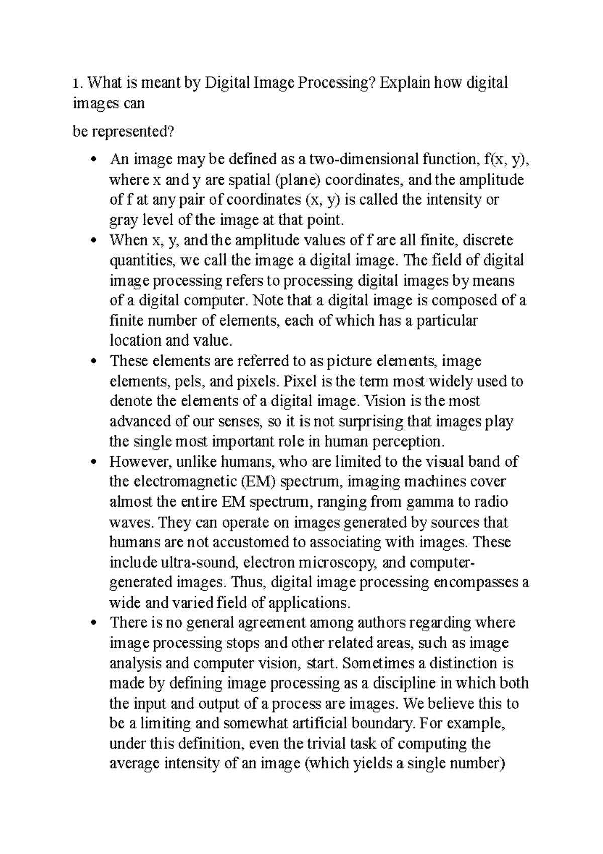 IMAGE PROCESSING QUESTIONS AND ANSWERS-1 - What is meant by Digital ...