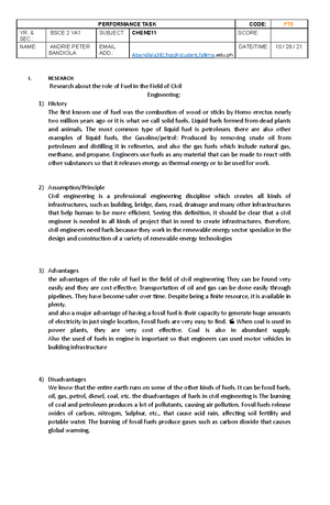 CHEM211 - Performance TASK 7(WEEK 8)fin - PERFORMANCE TASK CODE: PT YR ...