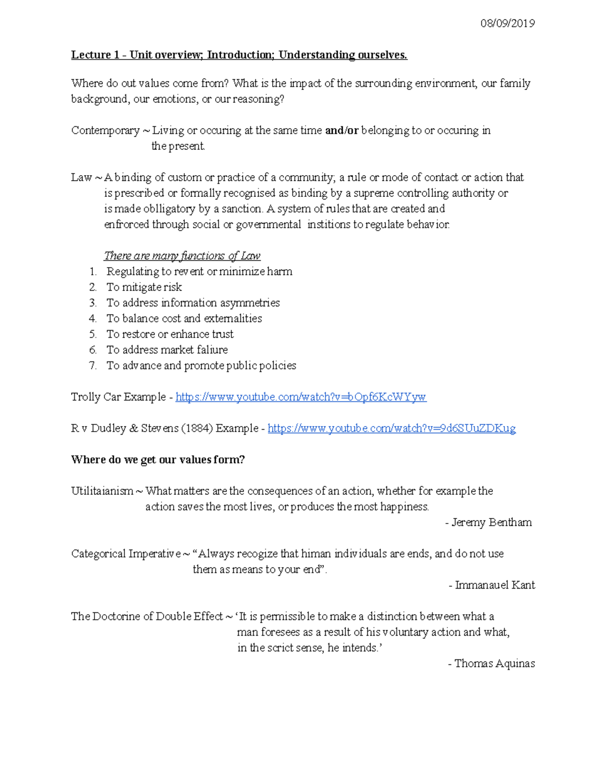 Contemporary Issues in law & Society - 08/09/ Lecture 1 - Unit overview ...