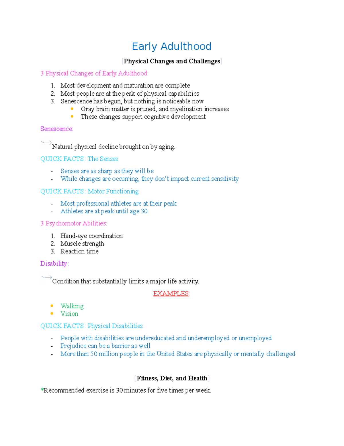 Early Adulthood (class year: spring 2022) - Early Adulthood [ Physical ...