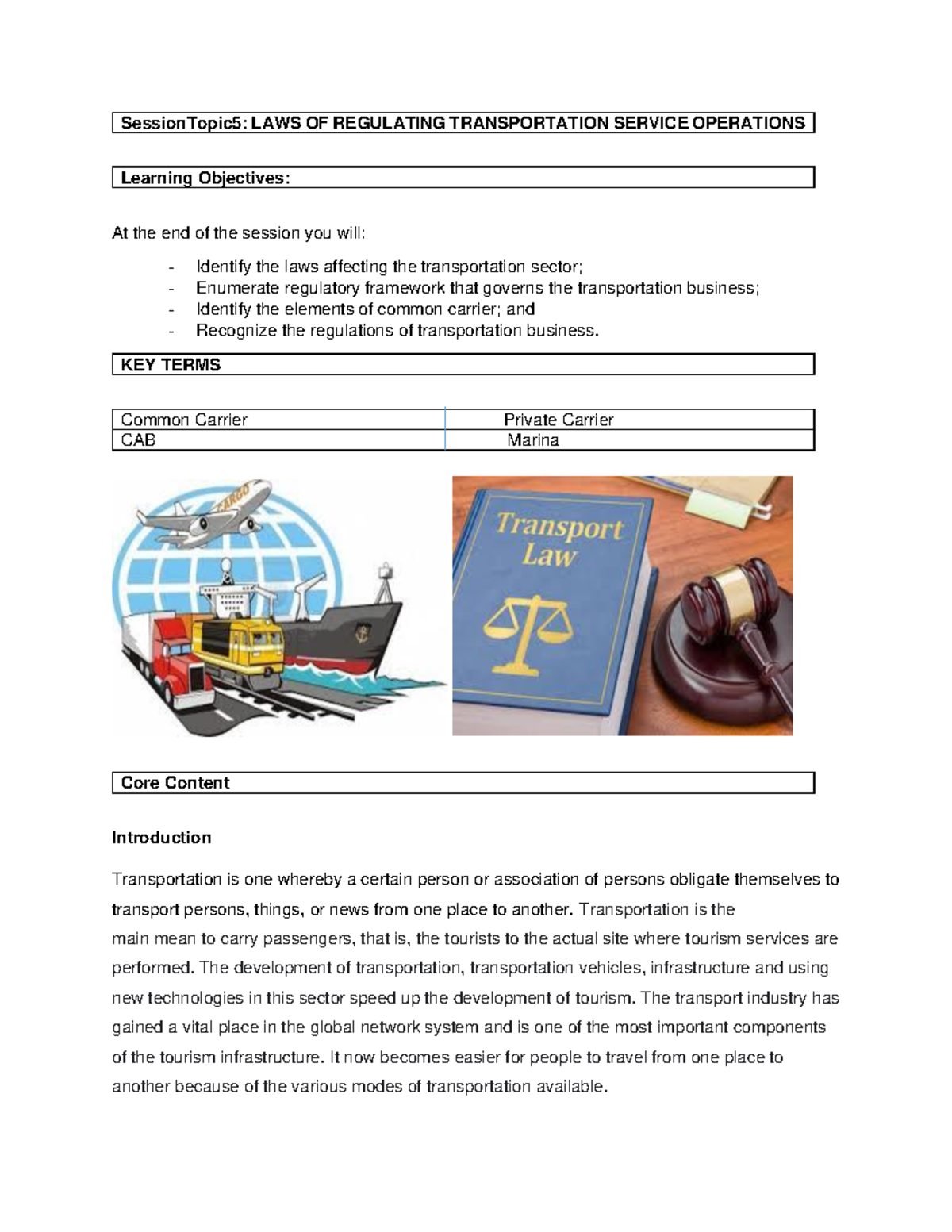 Module-5 - dsdsafdasf - SessionTopic5: LAWS OF REGULATING ...