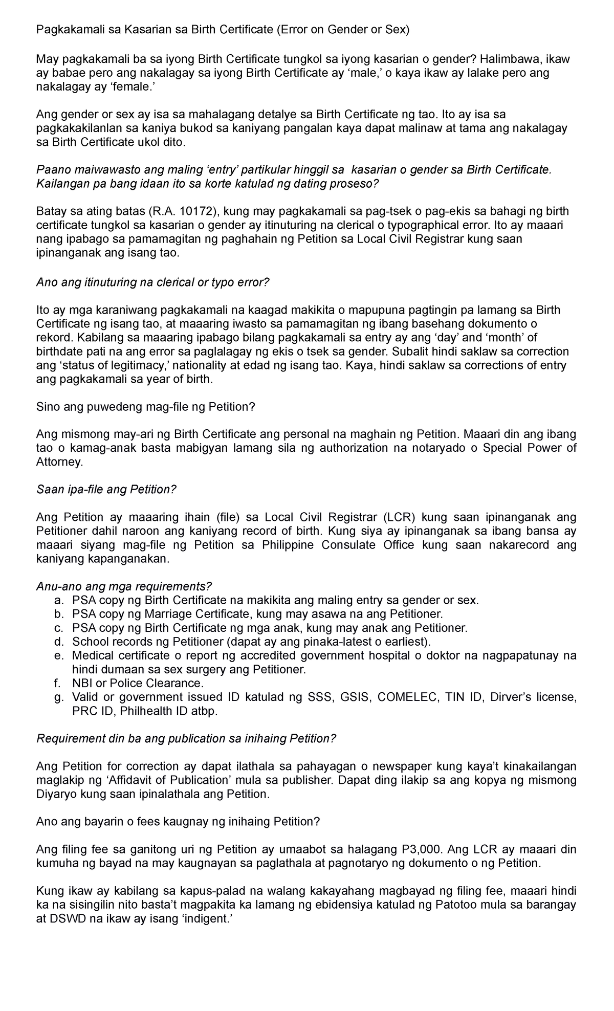 Clerical error gender - Pagkakamali sa Kasarian sa Birth Certificate ...