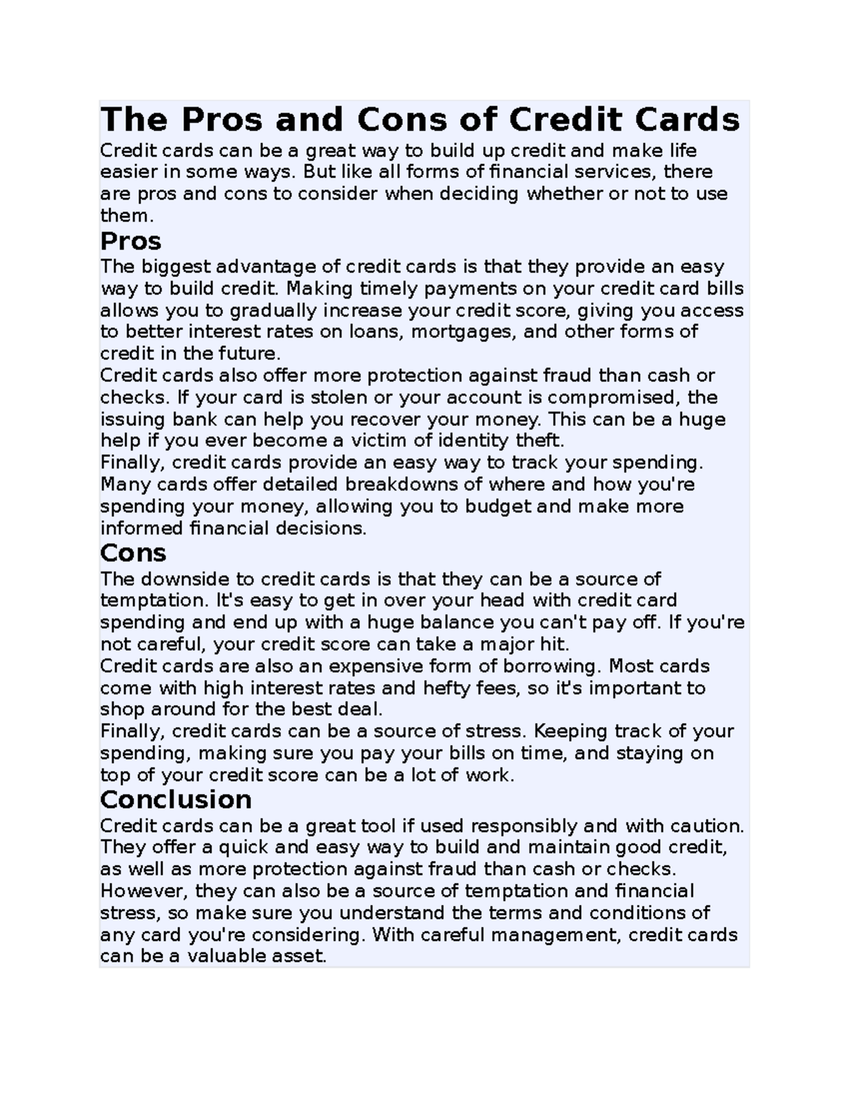 The Pros and Cons of Credit Cards - But like all forms of financial ...