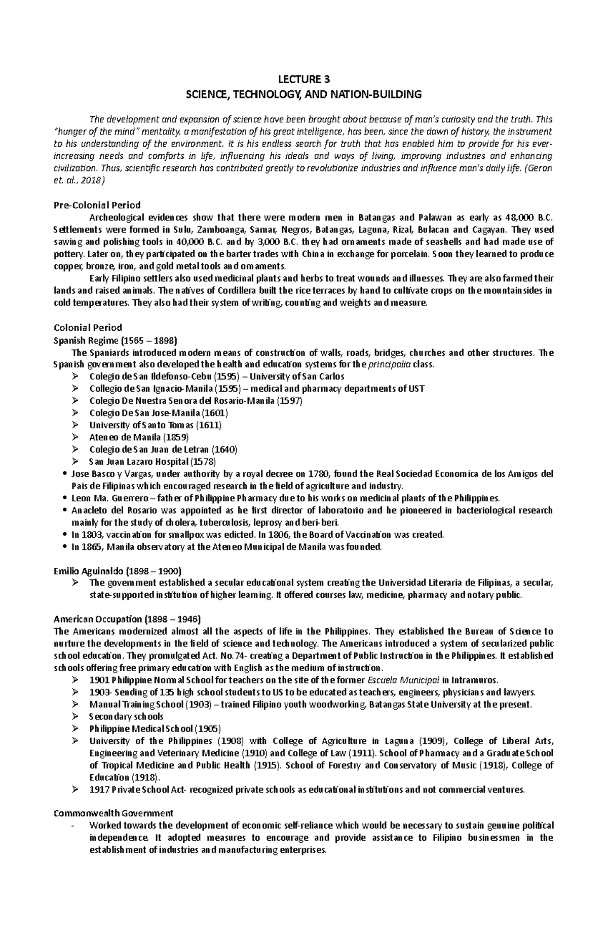 GEd 109 STS Lecture 3 Science and Technology in Nation Building - LECTURE 3 SCIENCE, TECHNOLOGY ...