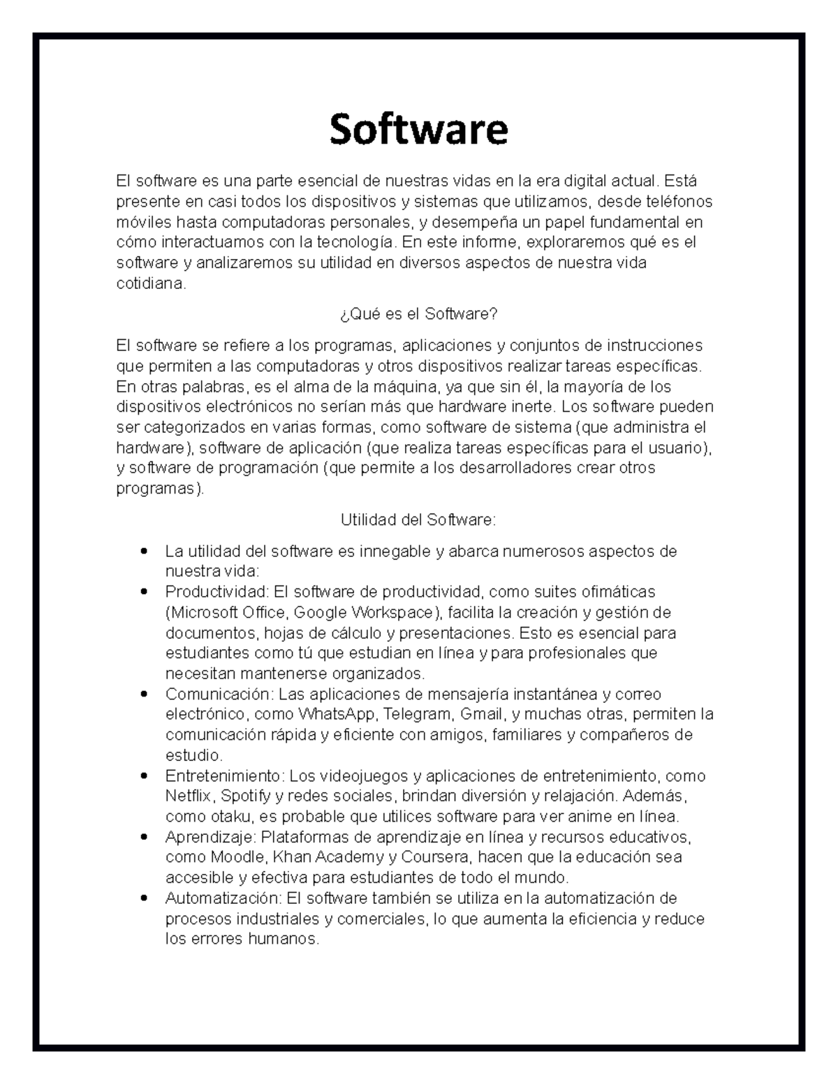 Software - Software El software es una parte esencial de nuestras vidas ...
