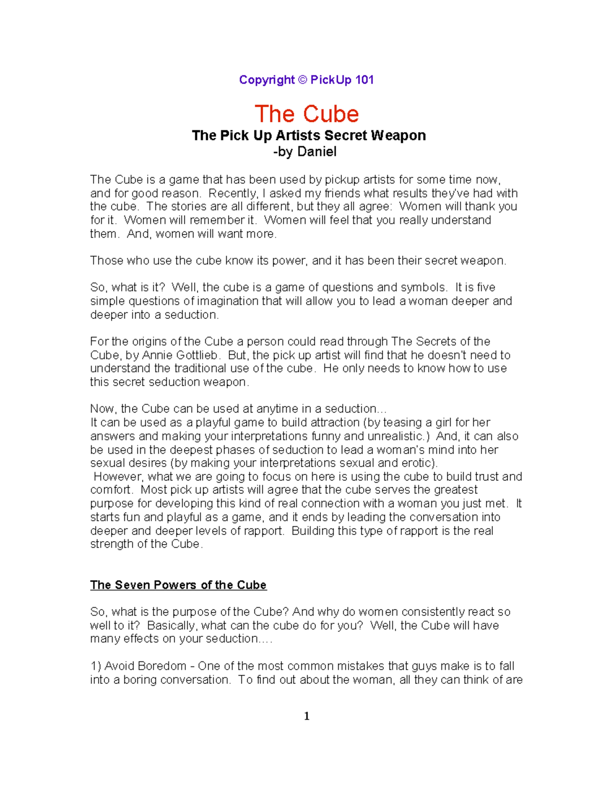 235856156 The Cube for PUA - The Cube The Pick Up Artists Secret Weapon ...