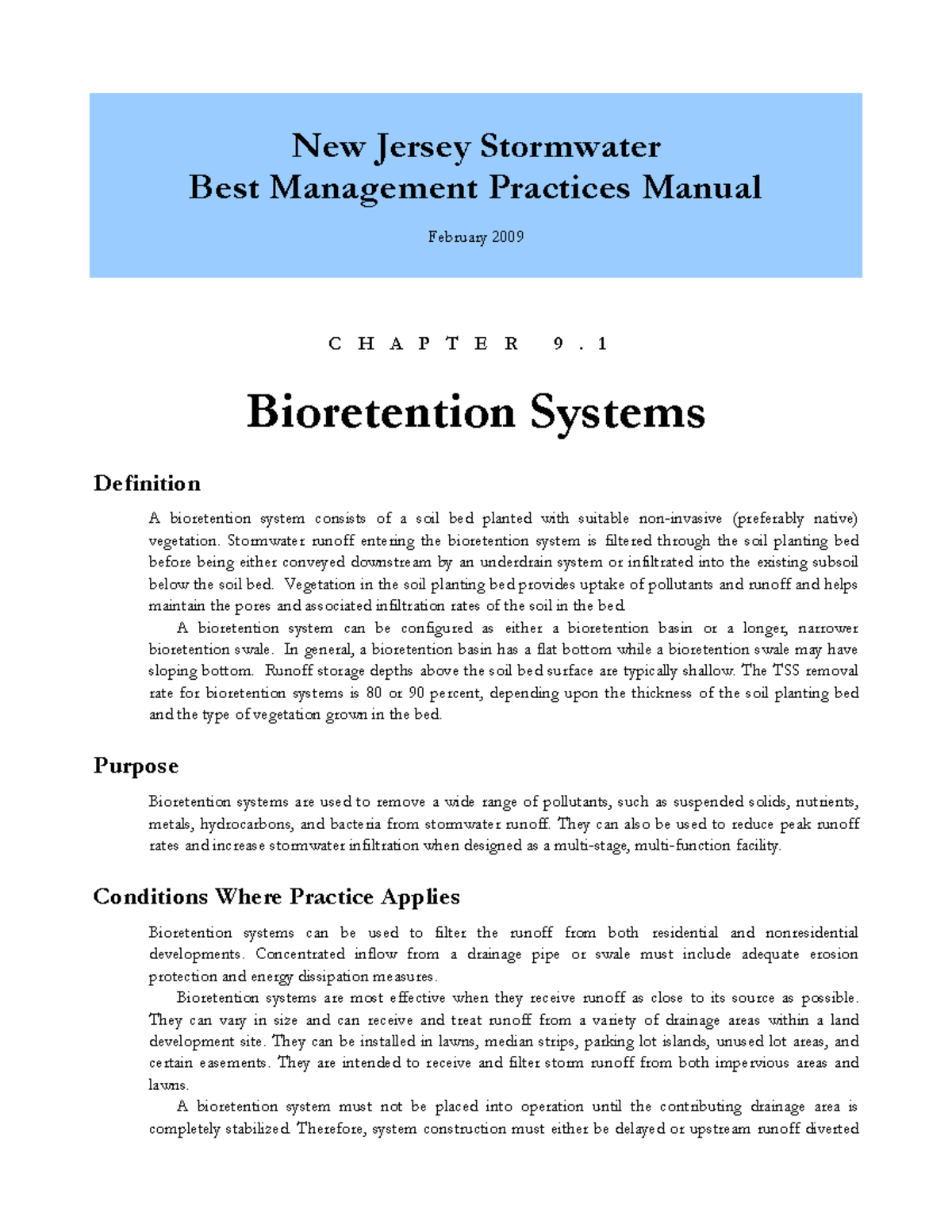 Bio retention - bio - New Jersey Stormwater Best Management Practices ...