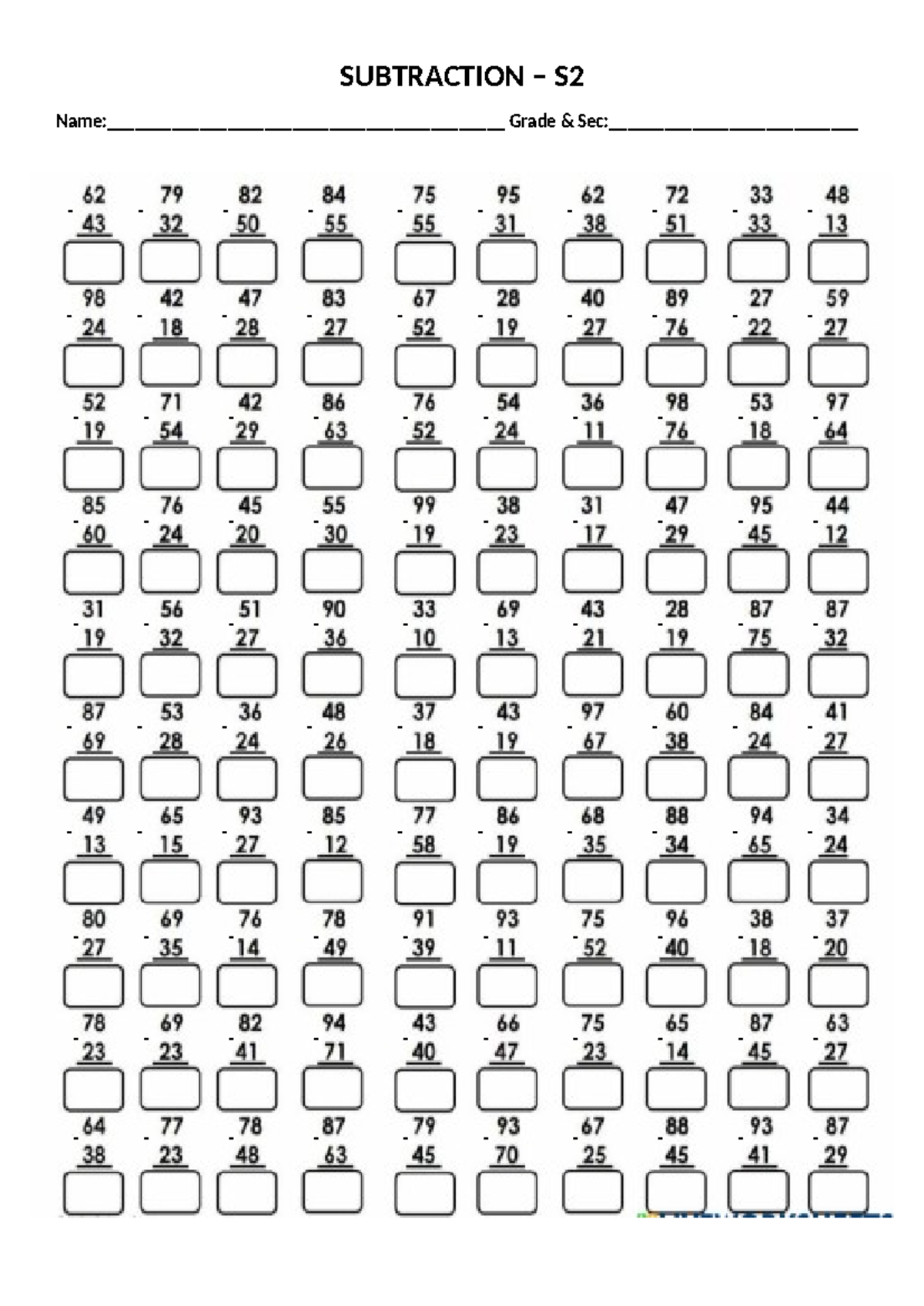 CARD A2 - Mathematics in Modern World - SUBTRACTION – S - Studocu