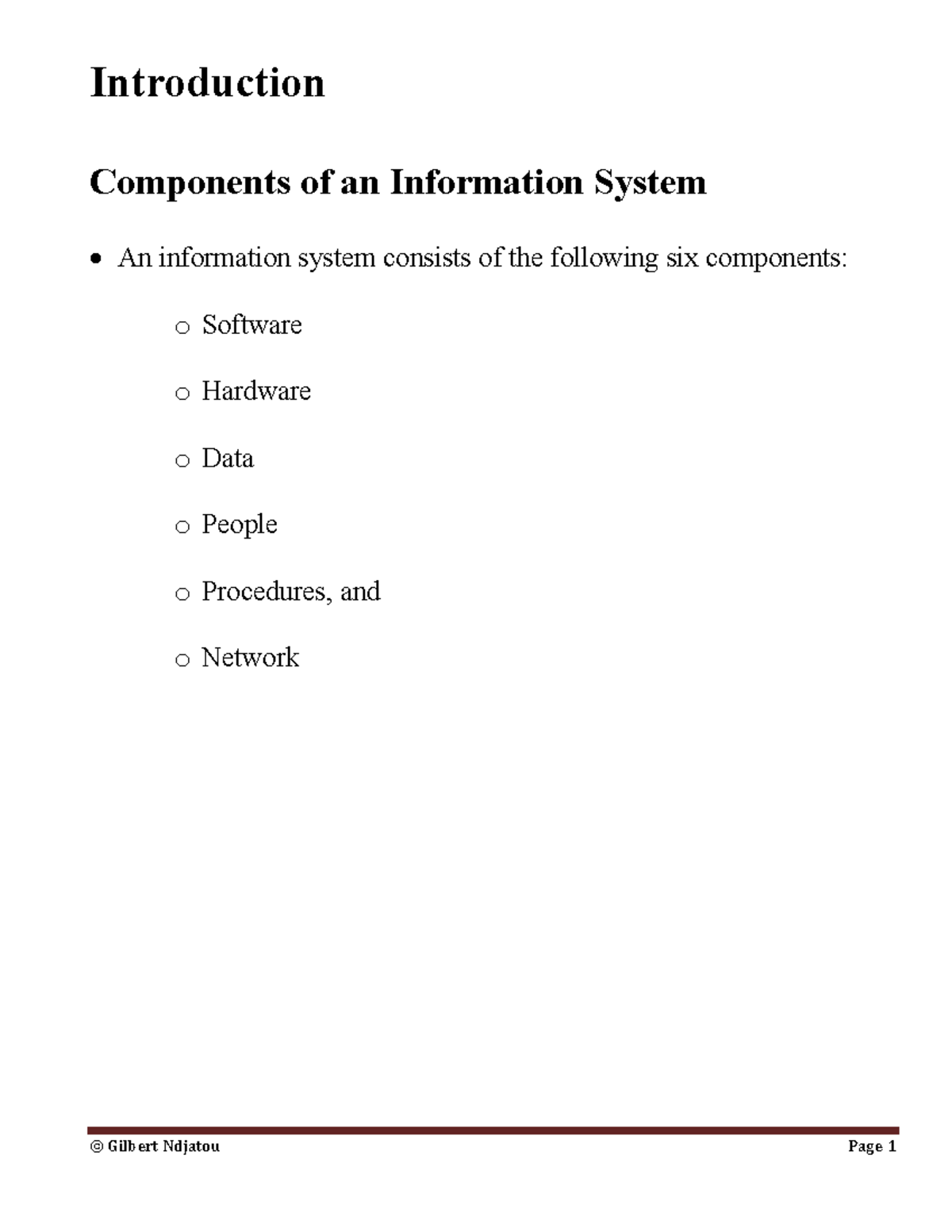 Introduction to security - Introduction Components of an Information ...