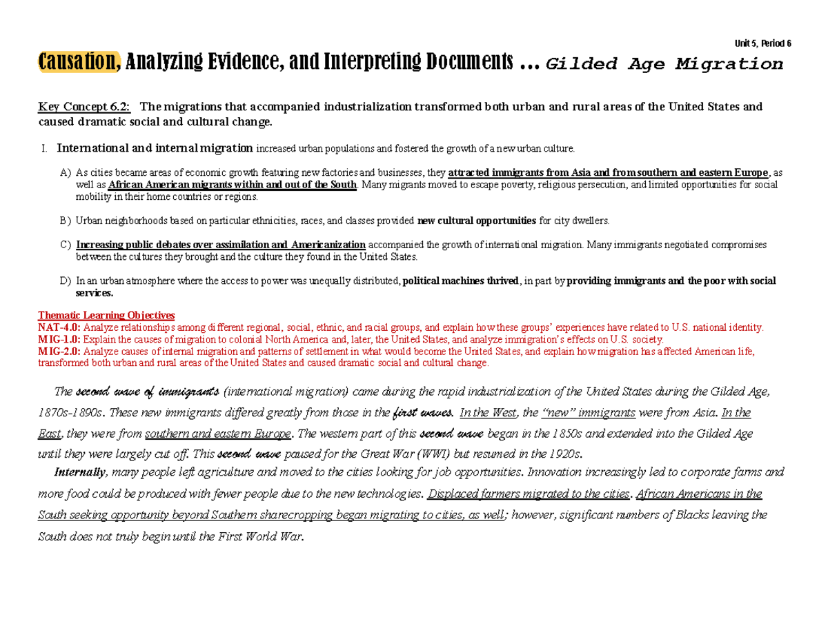 Completed - Gilded Era-Amsco-Immigration Causation - Causation ...