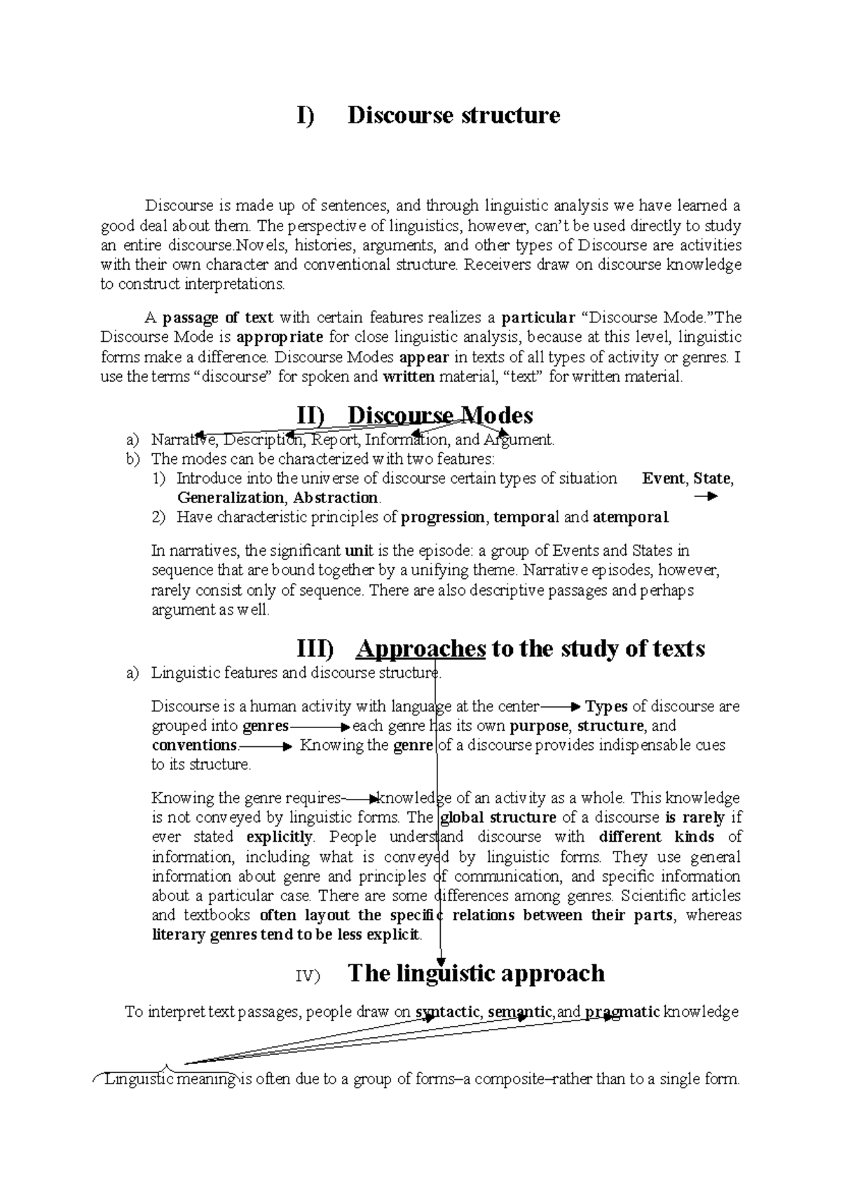 Discourse Structure I Discourse Structure Discourse Is Made Up Of