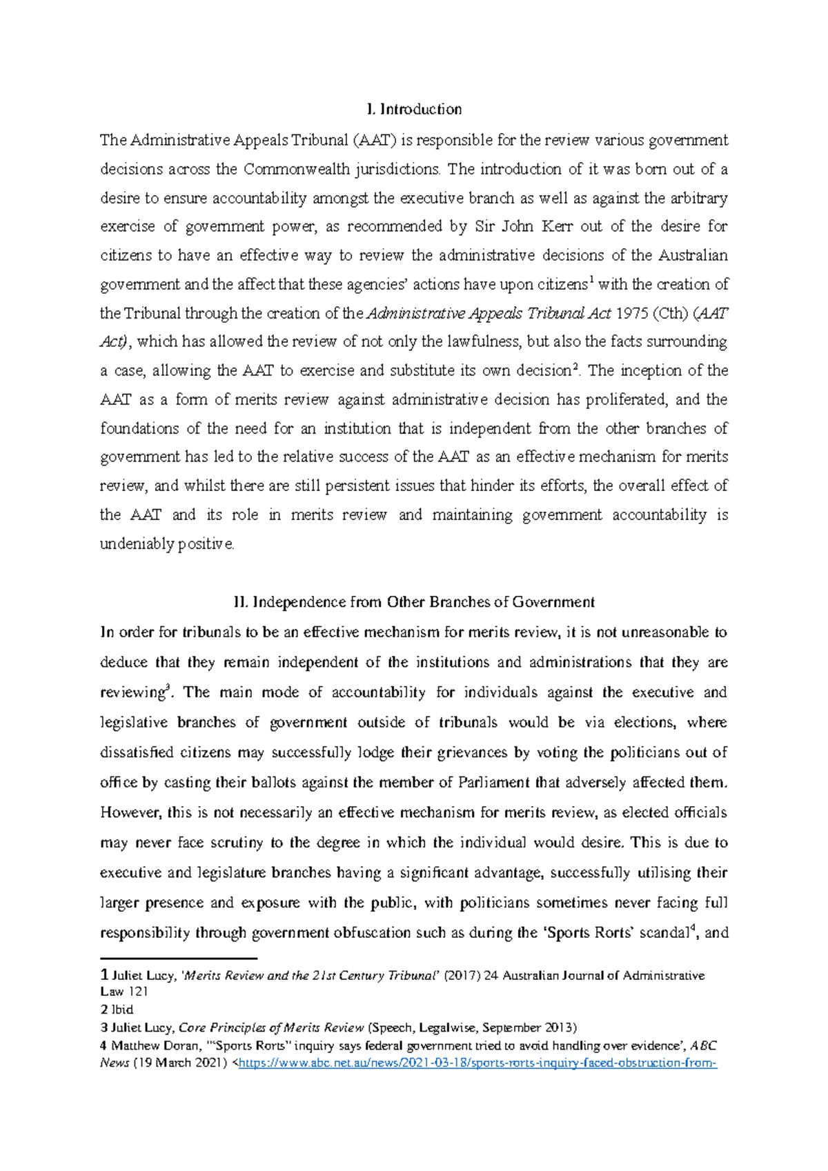 Sample Midterm Assignment - I. Introduction The Administrative Appeals ...