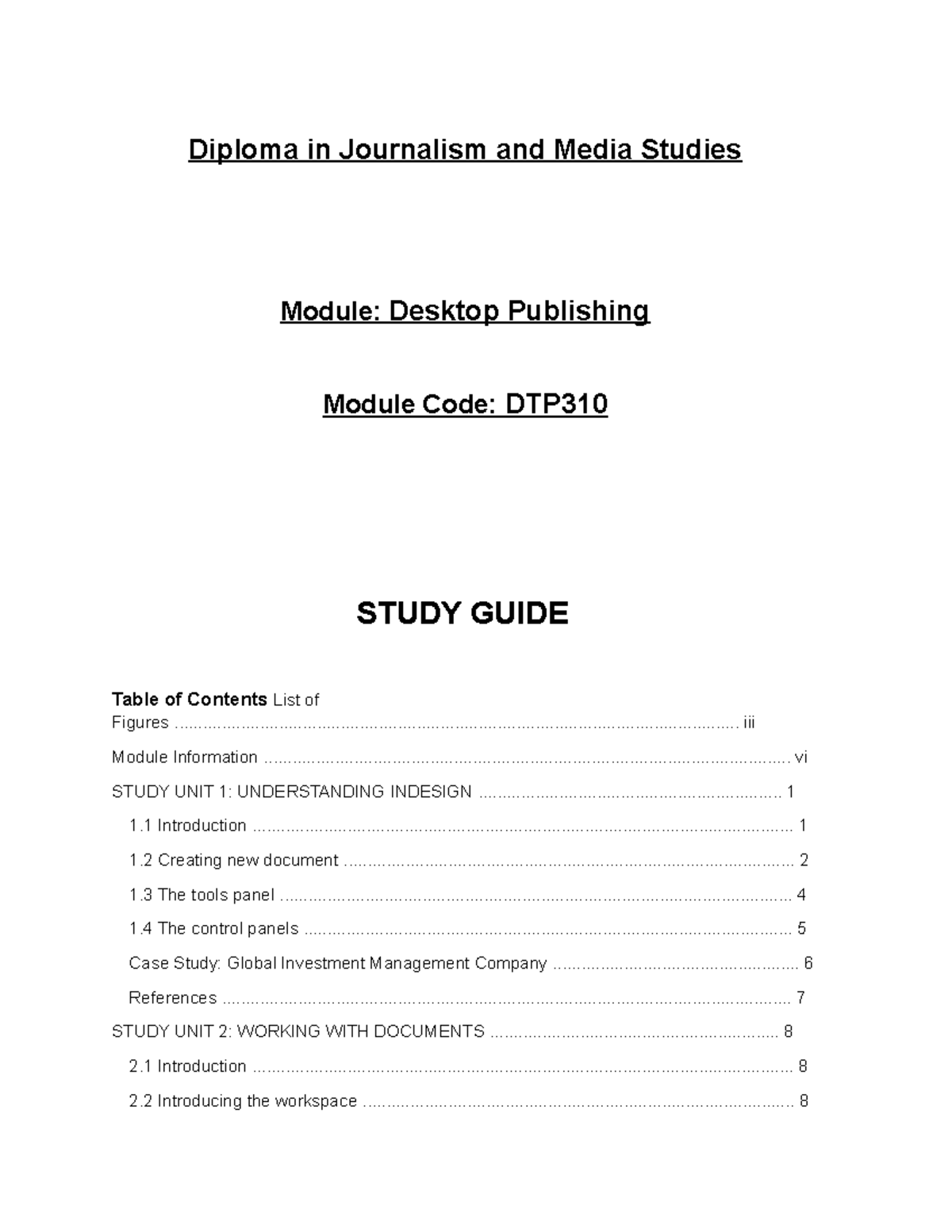 Desktop Publishing - Study Guide - Diploma in Journalism and Media ...