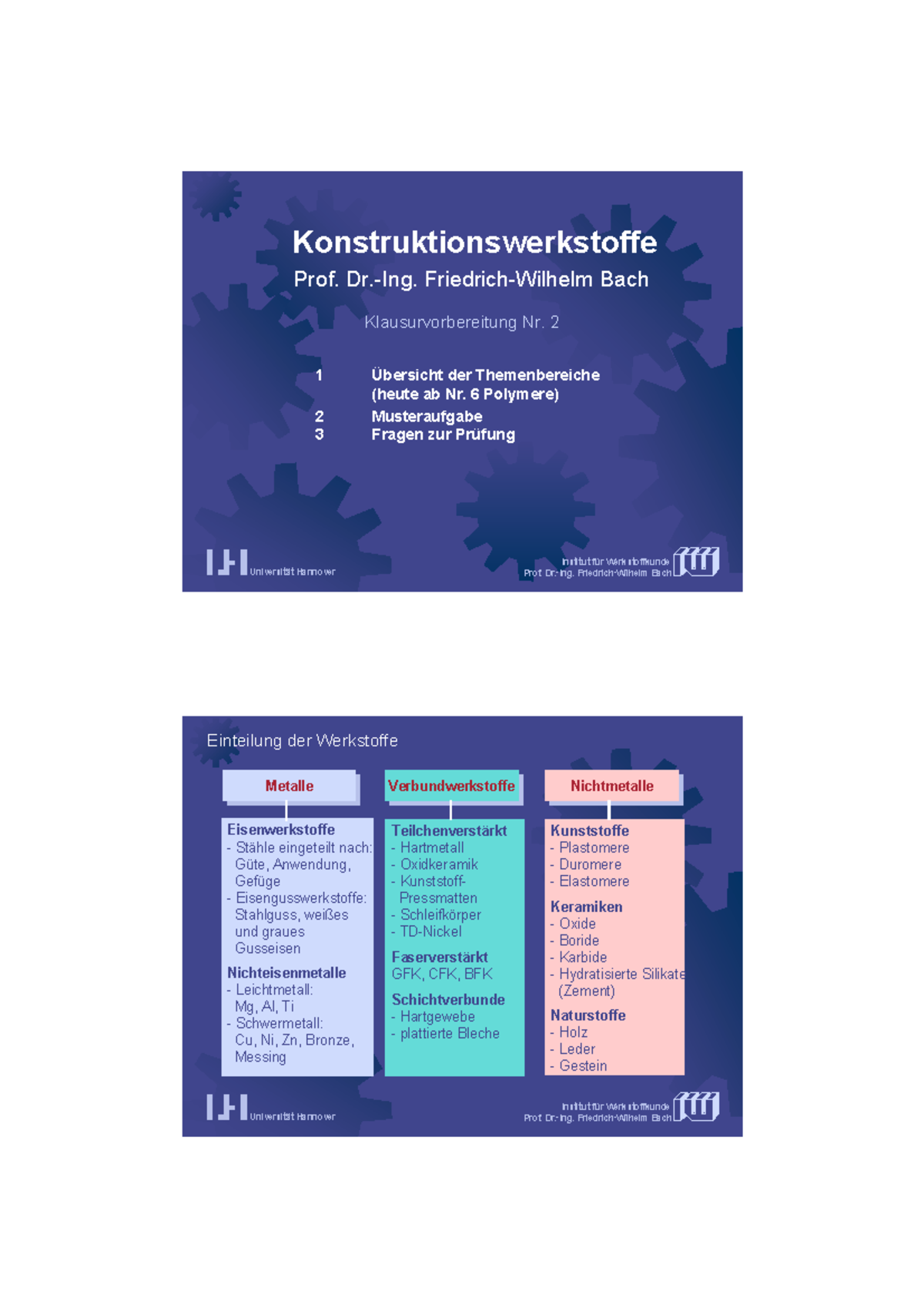 01-Klausurvorbereitung - Institut für Werkstoffkunde Universität Hannover Prof. Dr.-Ing. - Studocu
